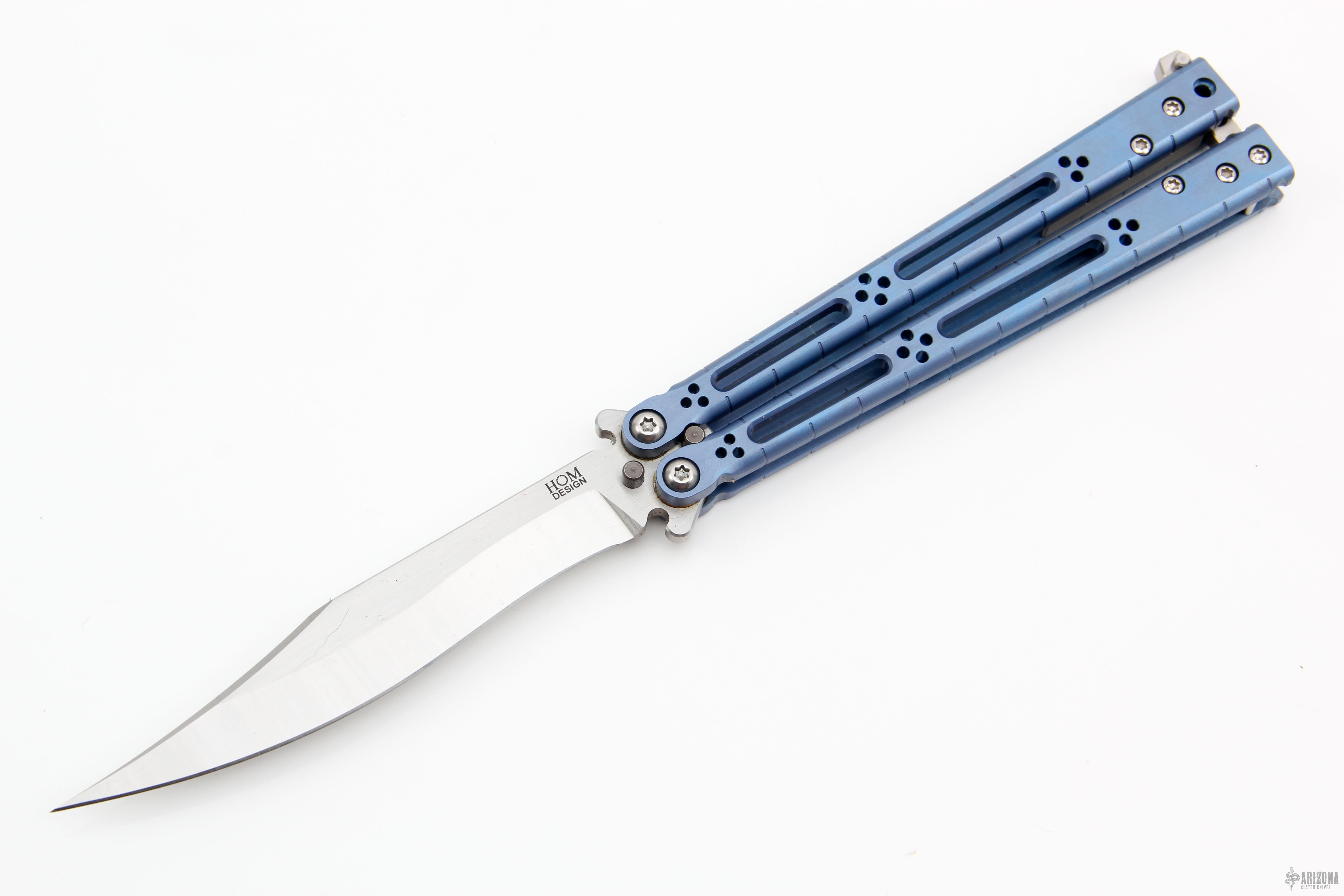 Basilisk-R Balisong - Titanium - Blue - Arizona Custom Knives