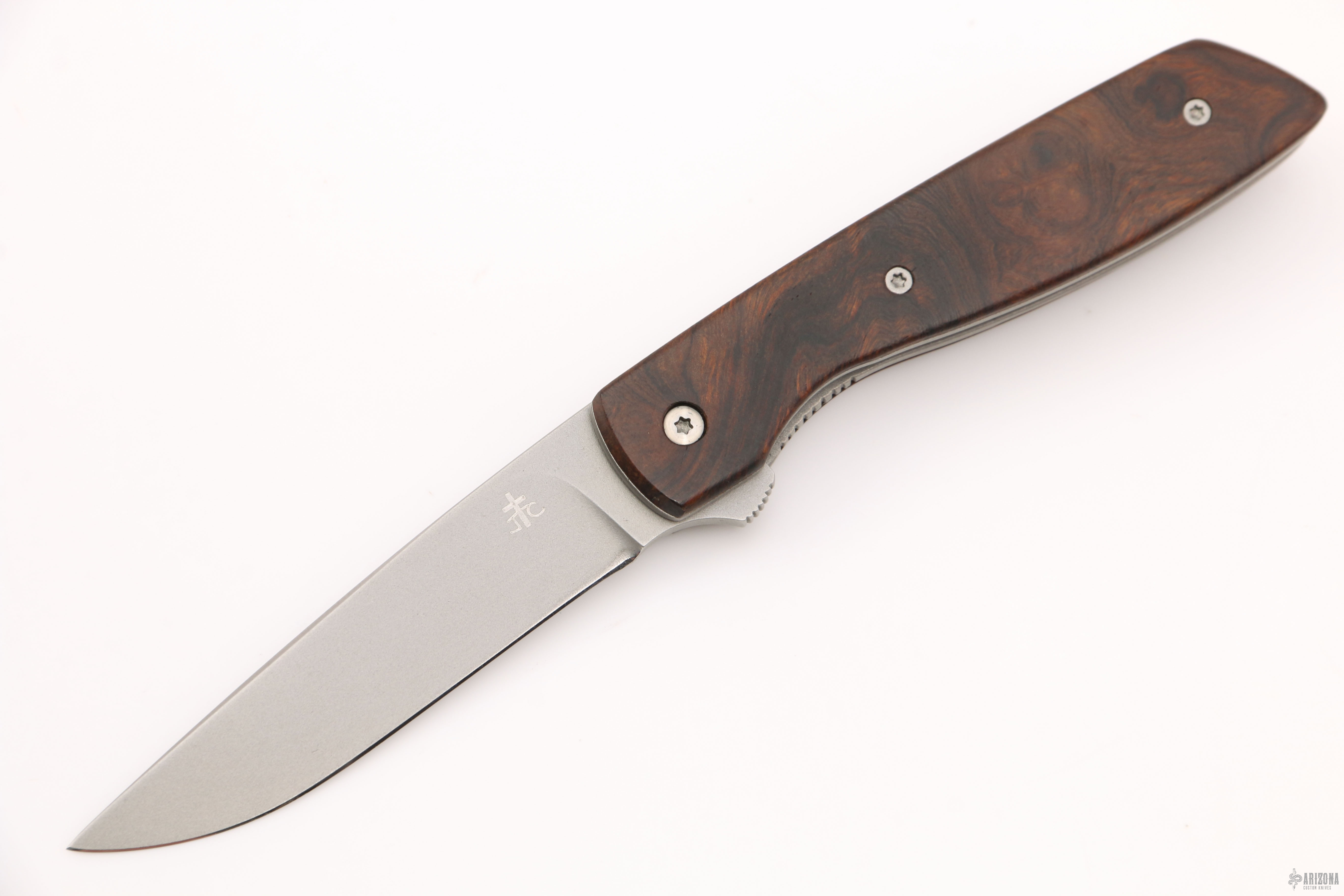 Small Dirt Dobber Flipper - Ironwood Burl - Arizona Custom Knives