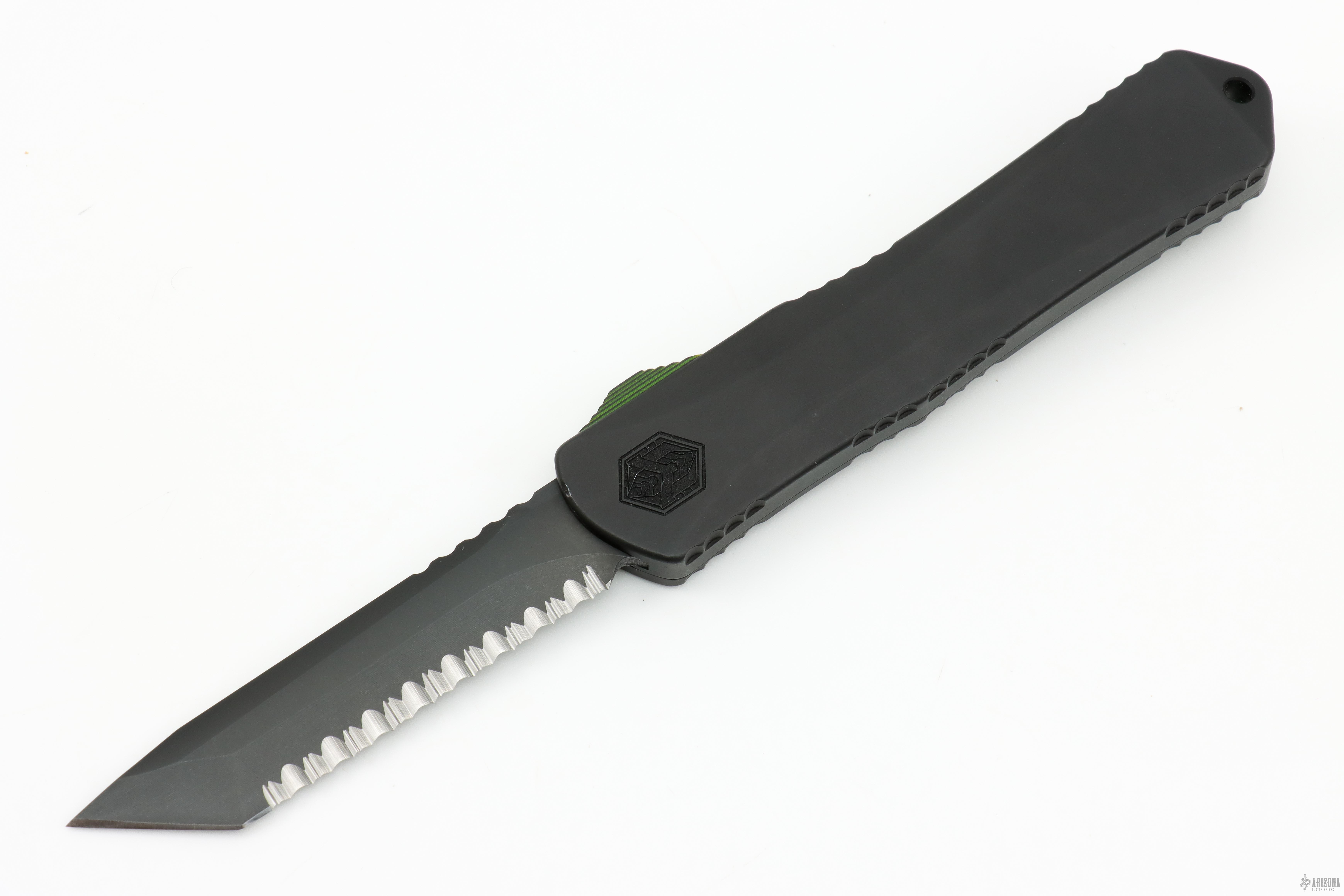 Manticore-X Engraved Logo Tanto DLC Green G10 Button - Arizona Custom ...