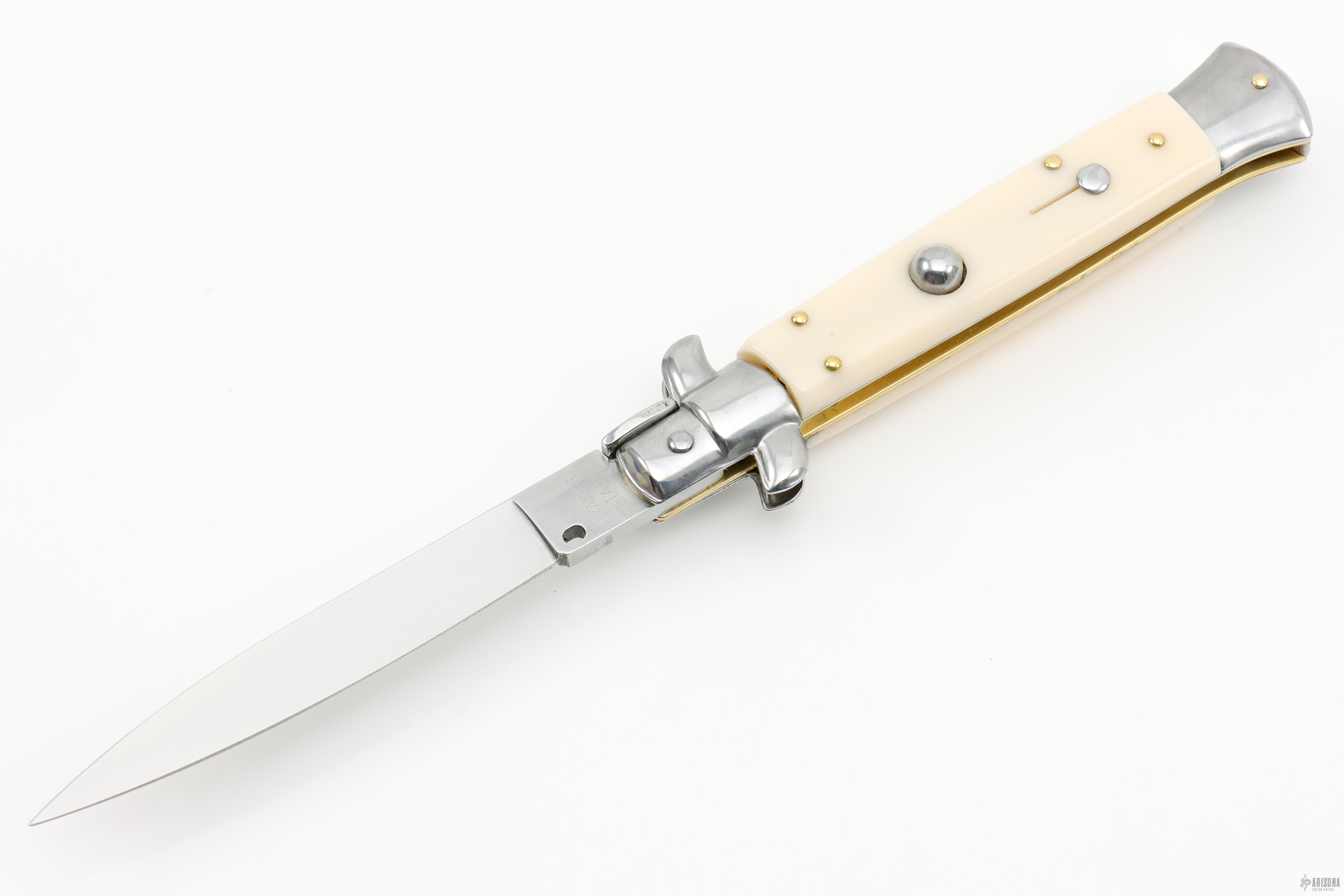 9" Swivel Bolster Auto - Imitation Ivory - Arizona Custom Knives