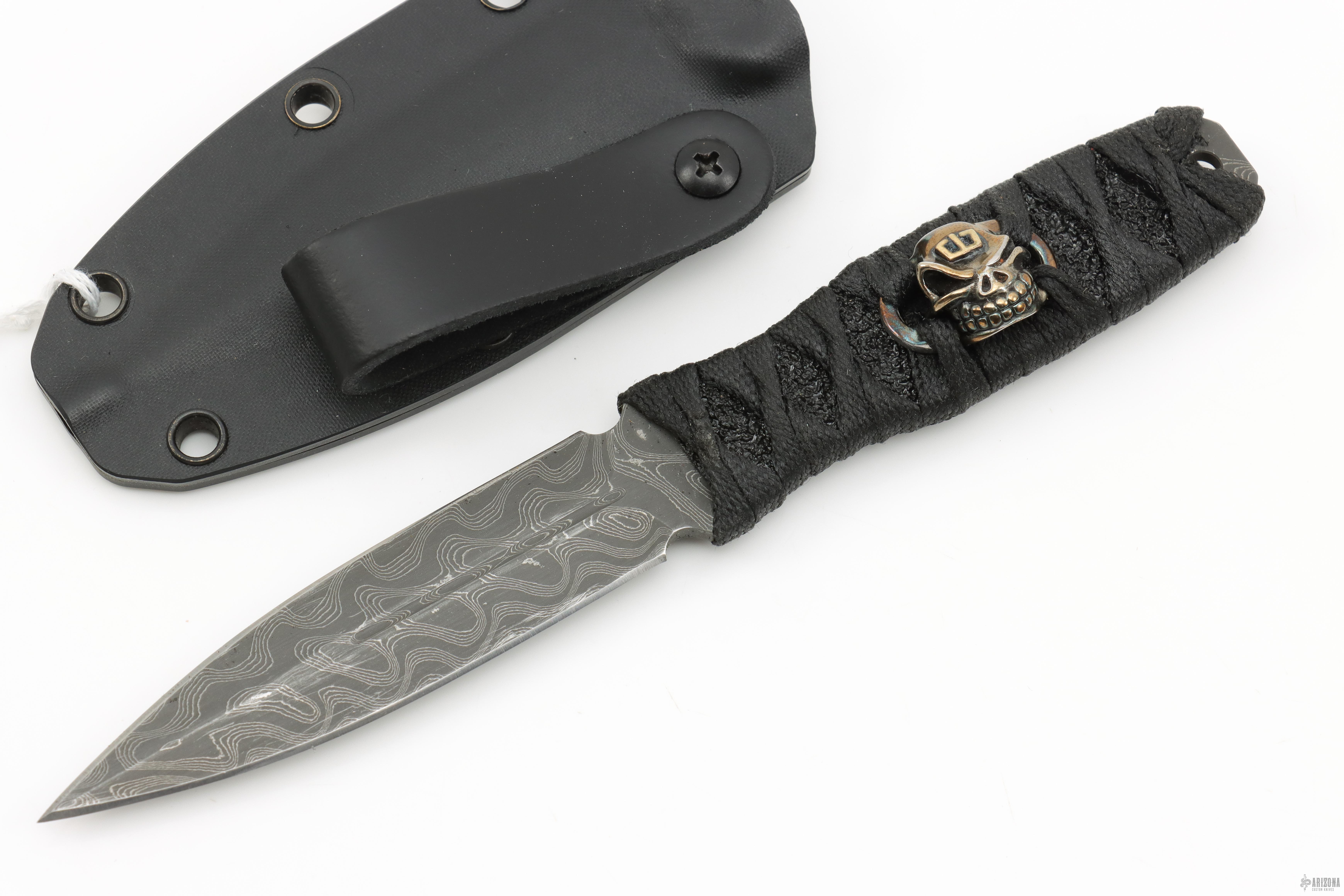 Phase 7 Dagger - Damascus and Bastinelli Wrap - Arizona Custom Knives