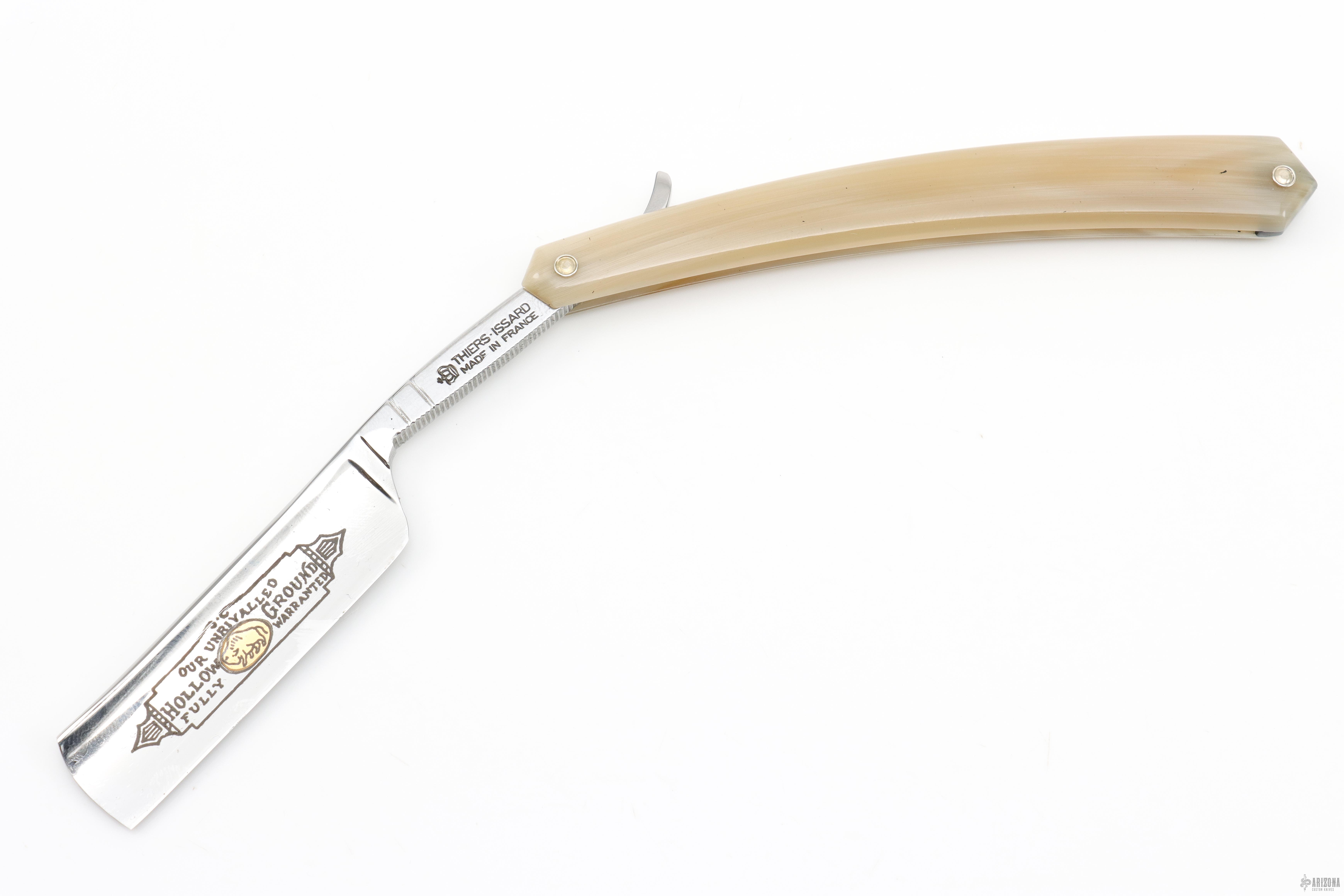 6/8 Acier C185 Straight Razor - Blond Horn - Arizona Custom Knives