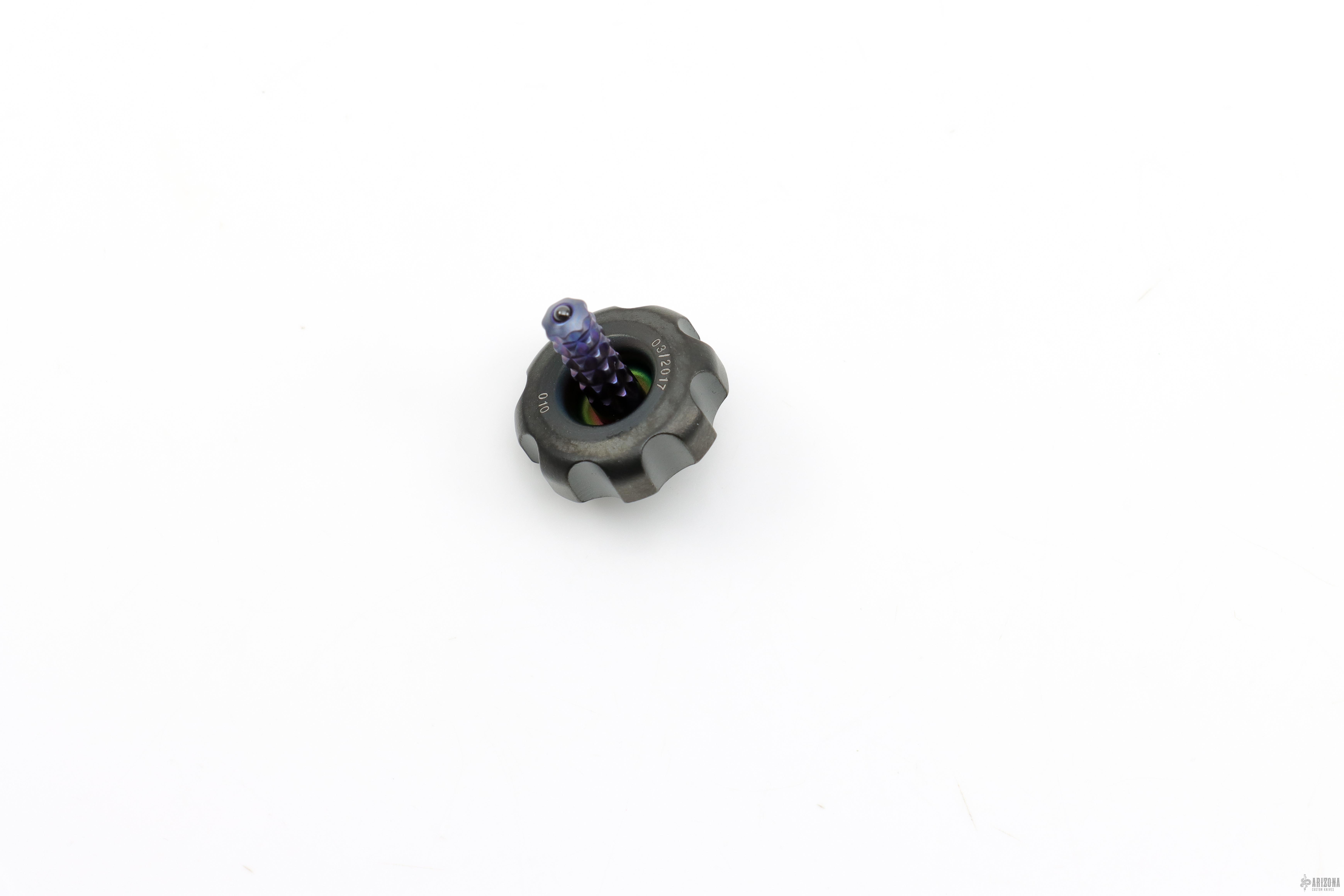 Mini Spin Top - Zirconium w/ Blue Titanium Stem #010 - Arizona Custom ...