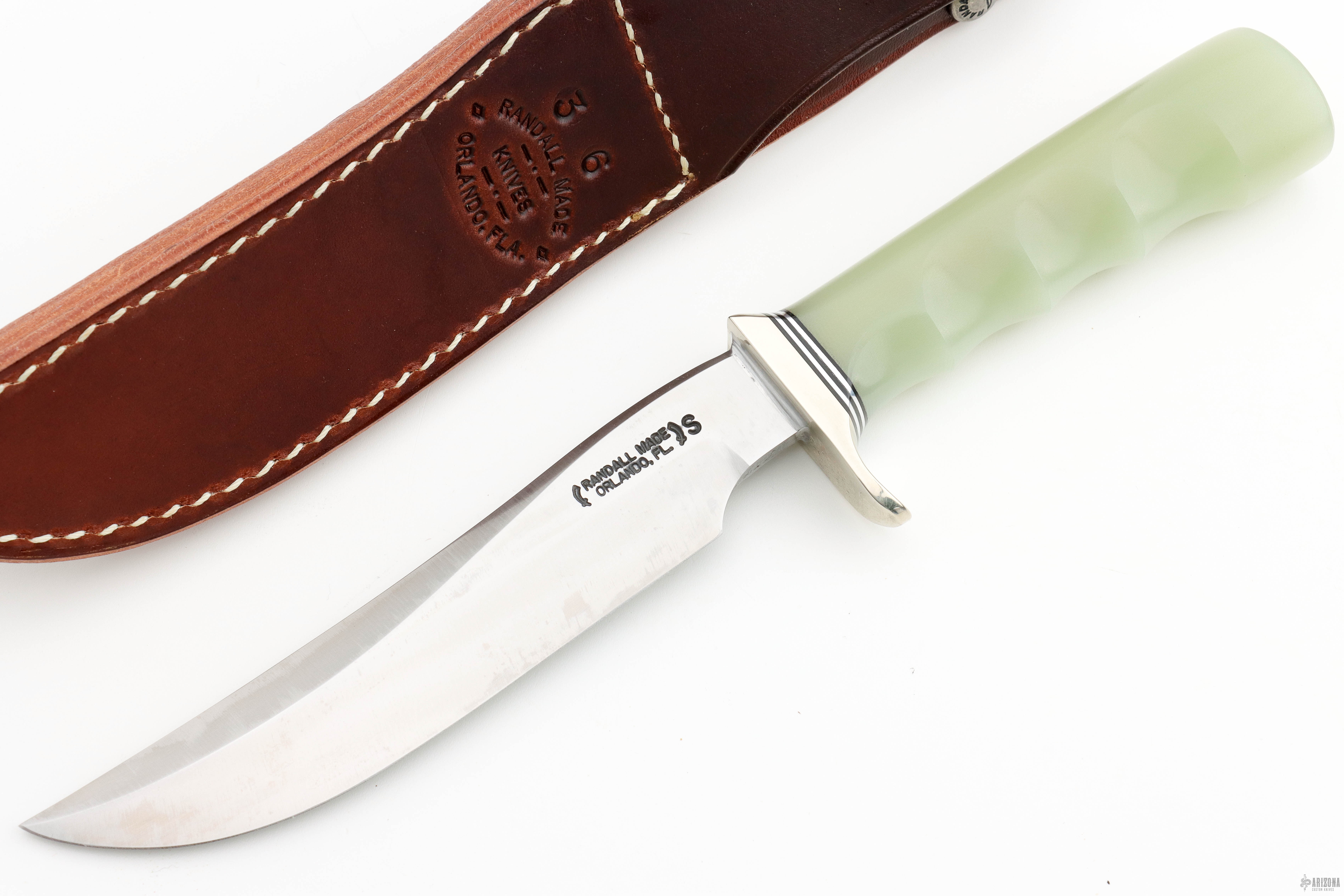 Model 3-6 Hunter - Jade G-10 Finger Groove Handle - Arizona Custom Knives