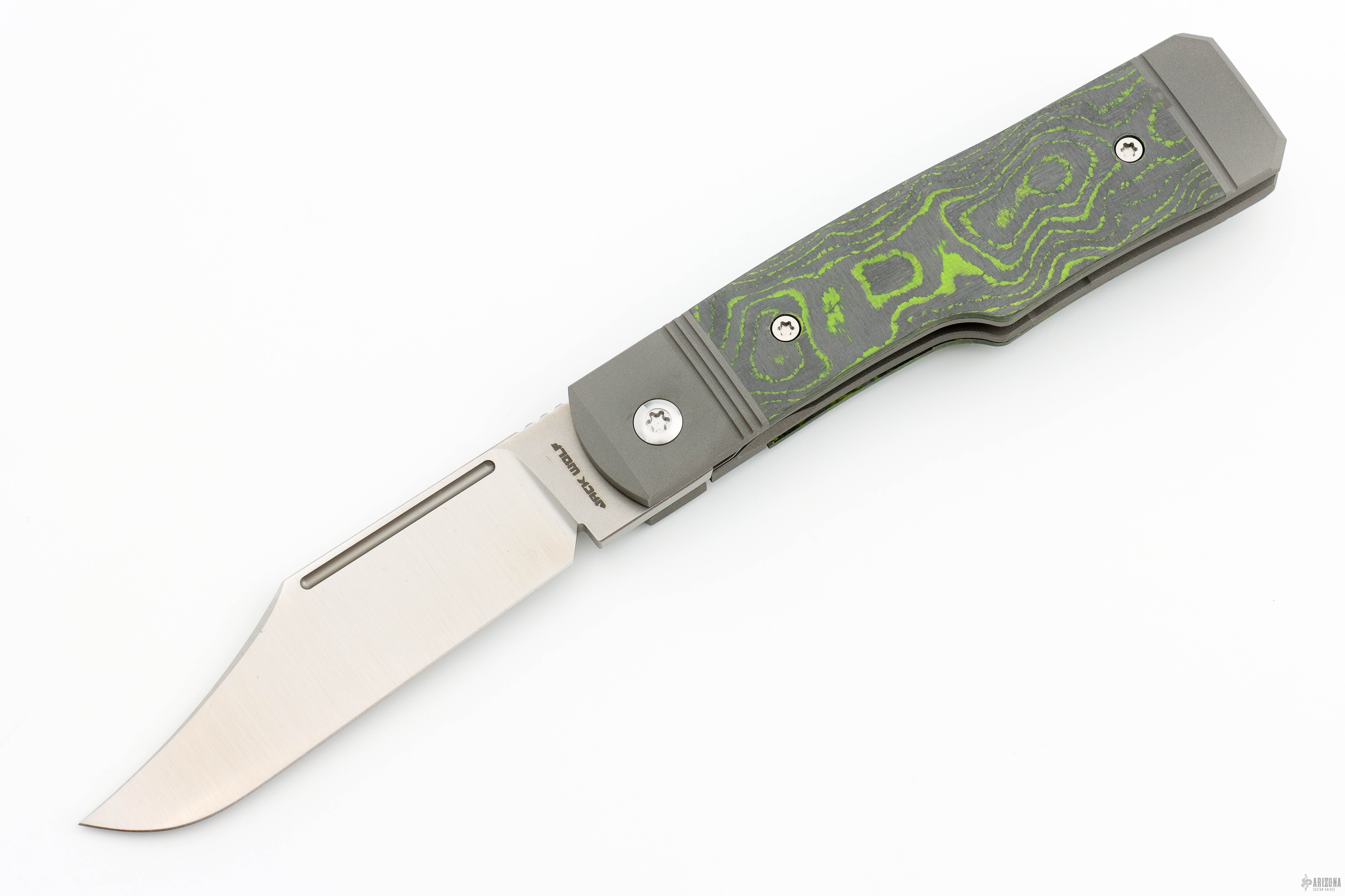Gunslinger Jack - Toxic Green CamoCarbon | Arizona Custom Knives