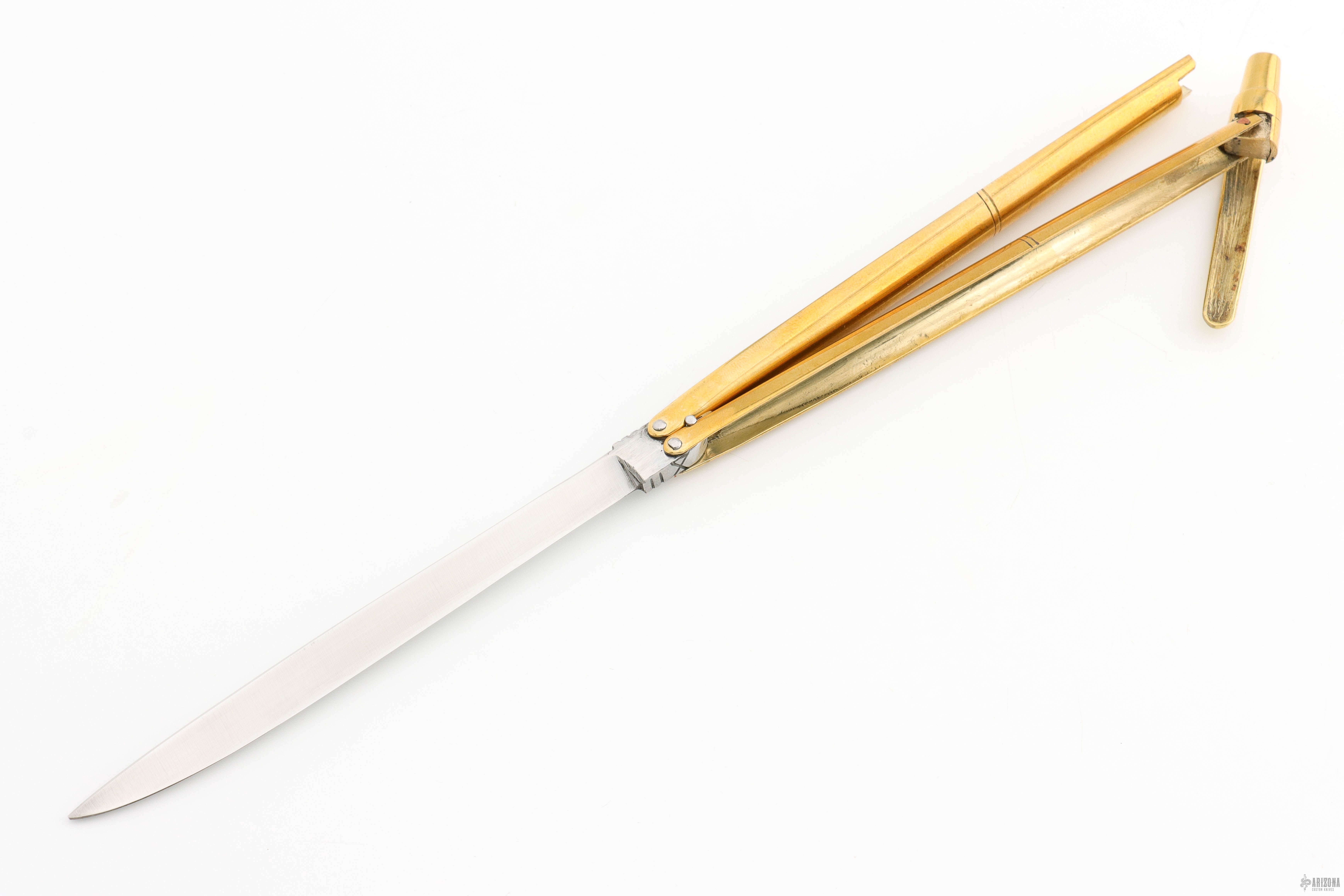 Brass Philippines Pen Concealed Butterfly Knife - Arizona Custom Knives