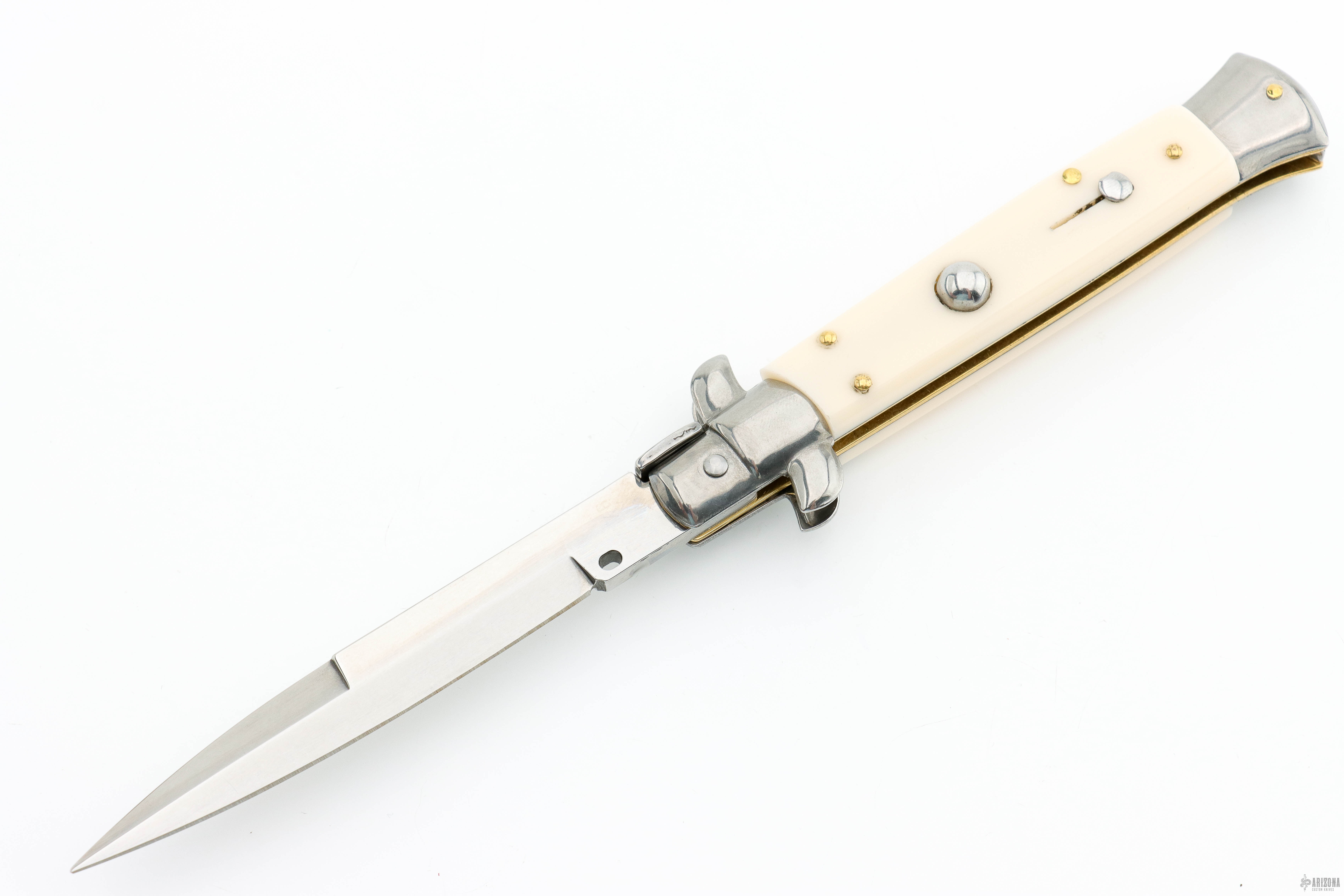 9" Swivel Bolster Auto - Imitation Ivory - Arizona Custom Knives