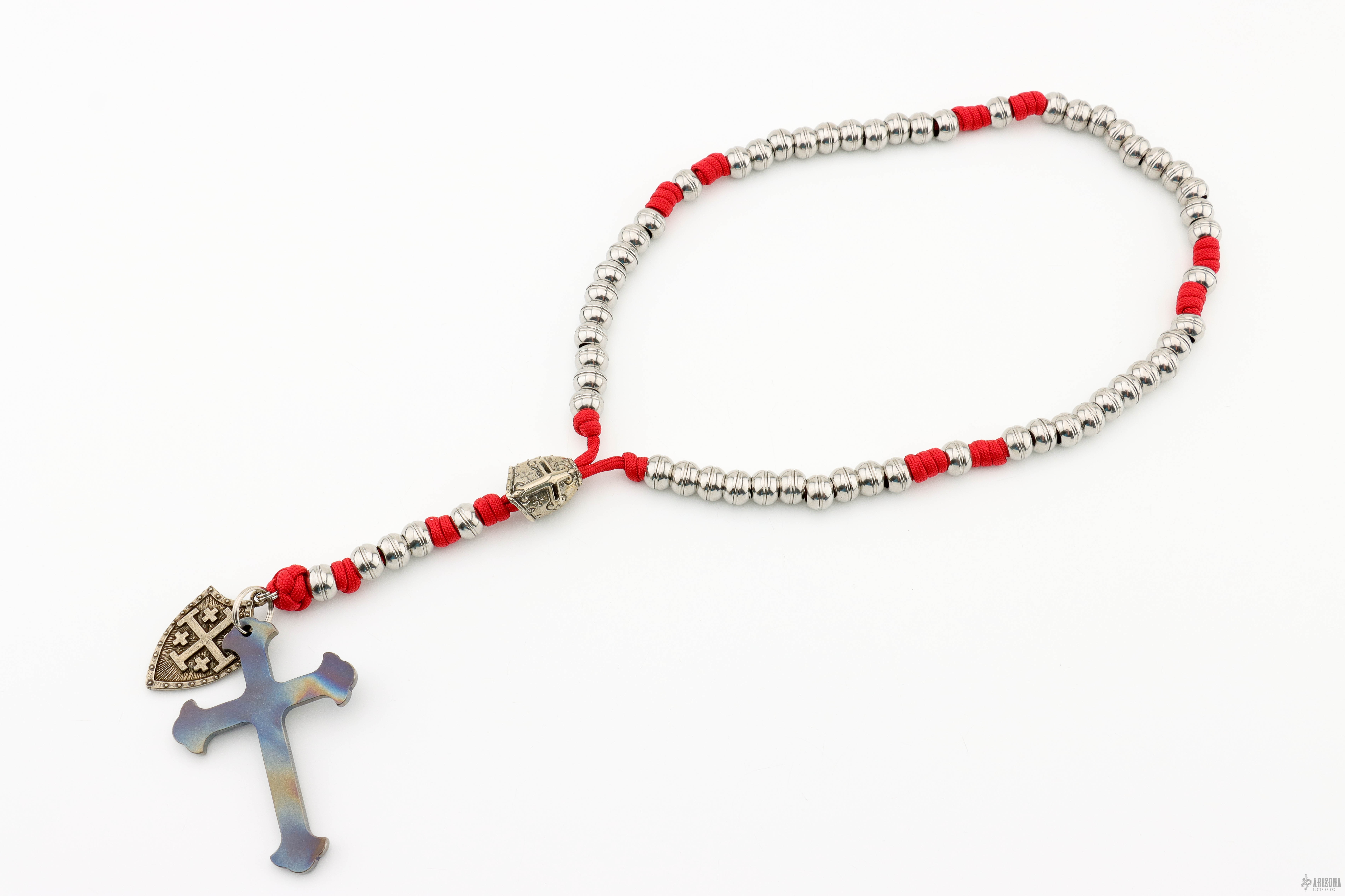 Self Defense Rosary Beads with Crusader Faith Cross - Arizona Custom Knives