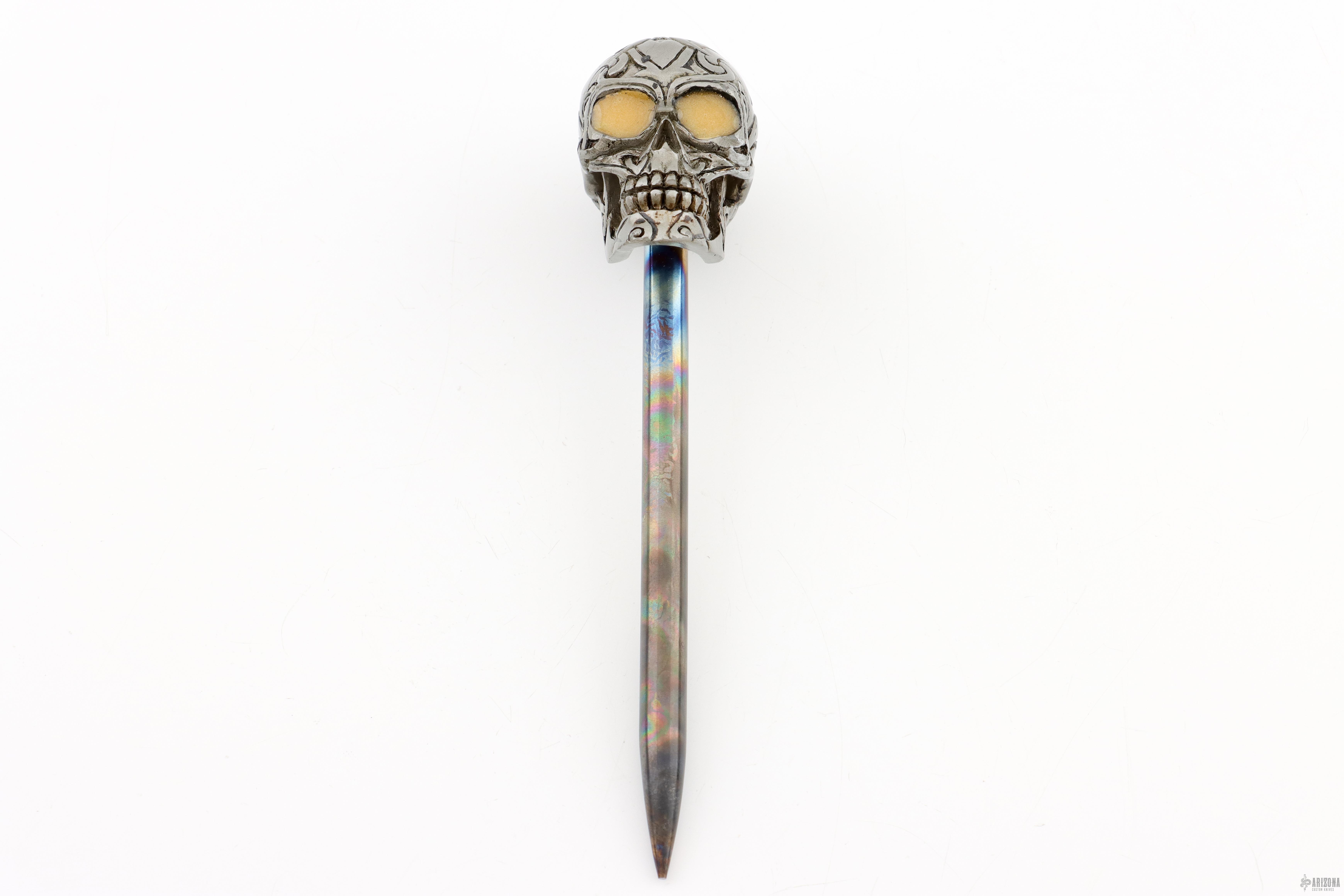 Titanium Skull Spike w/ GITD Eyes - Arizona Custom Knives