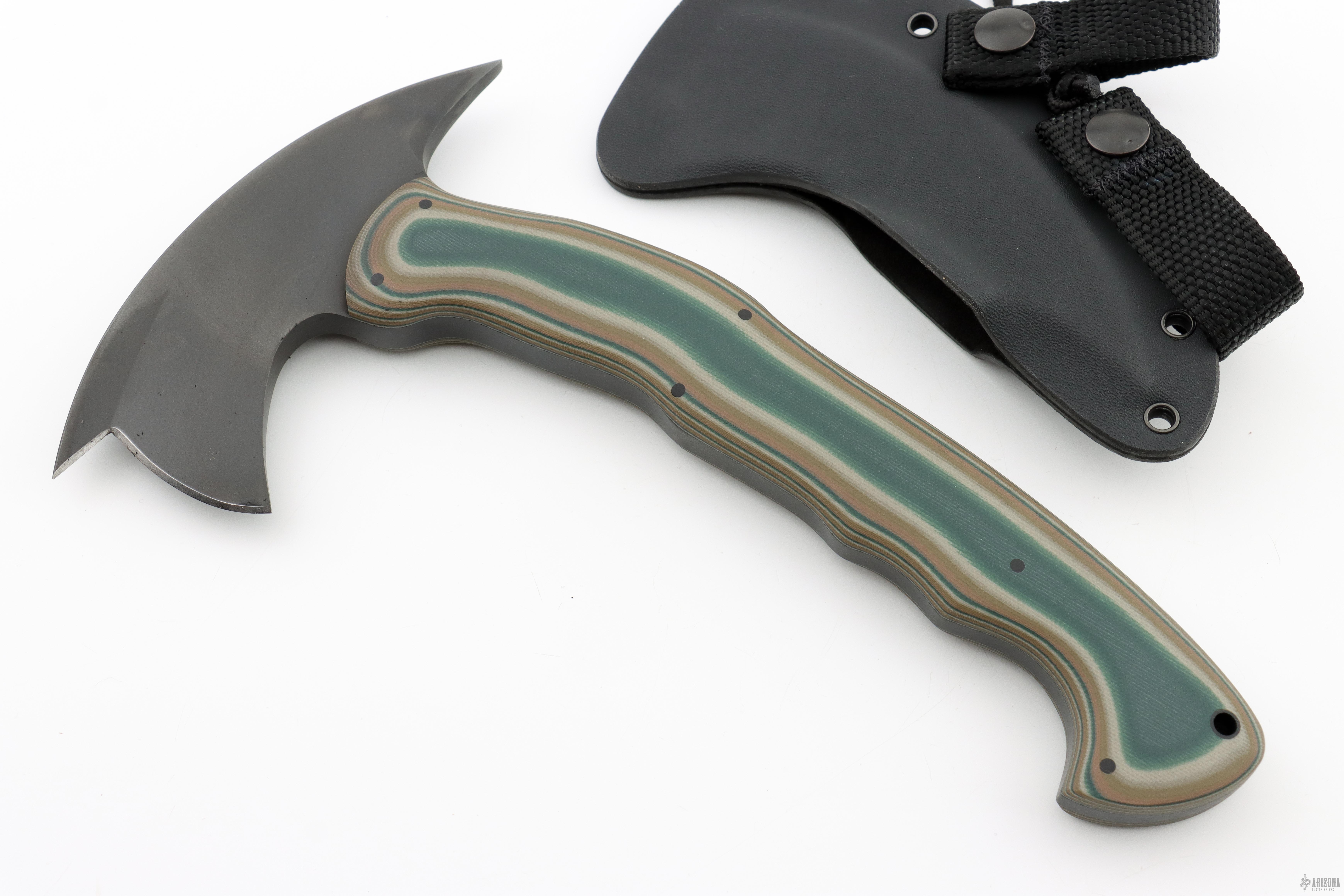 RnD Compact Axe Front Spike - Camo G10 - Arizona Custom Knives