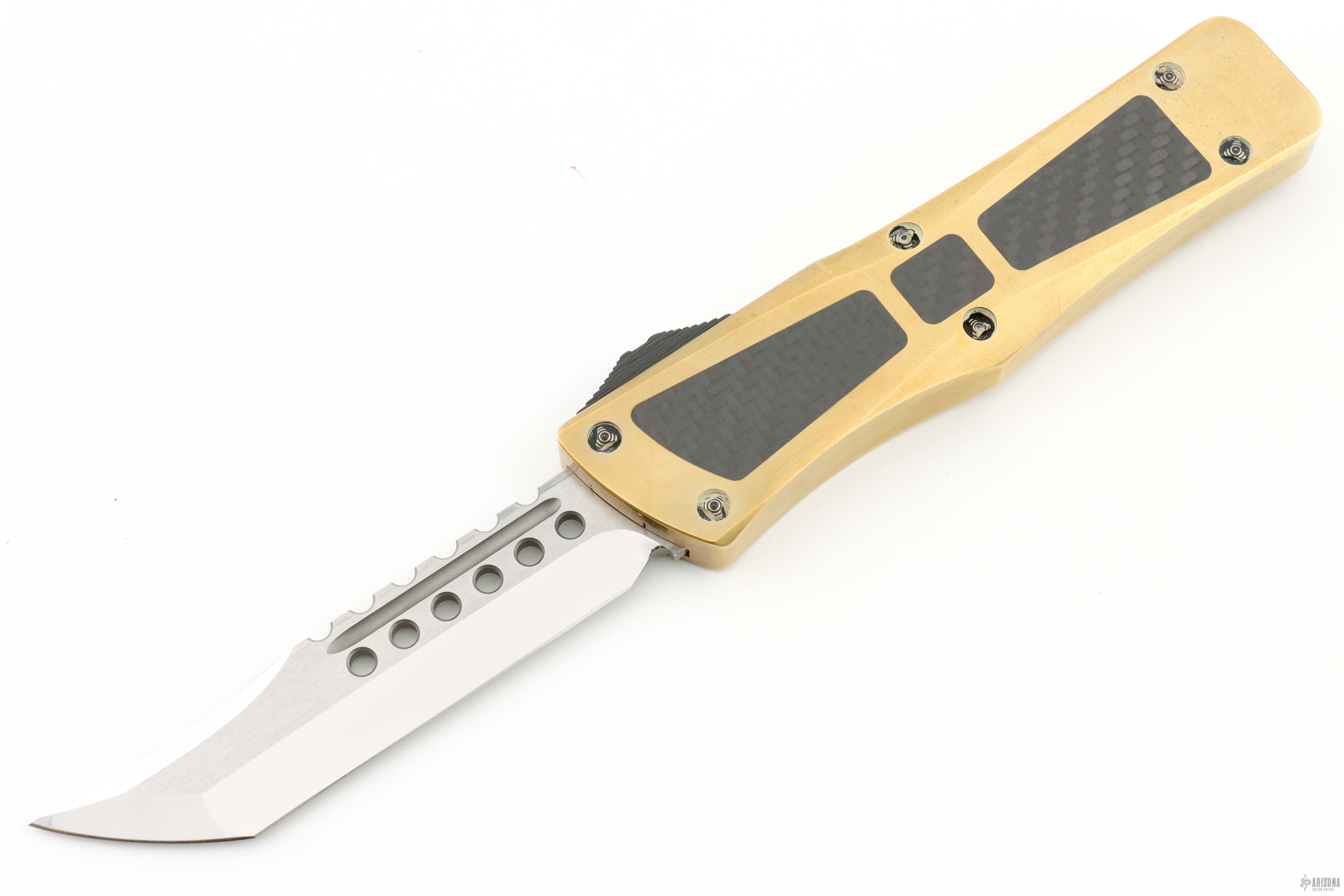 Combat Troodon Hellhound Tanto Mirror Polish - HR Satin Brass W/ Carbon ...