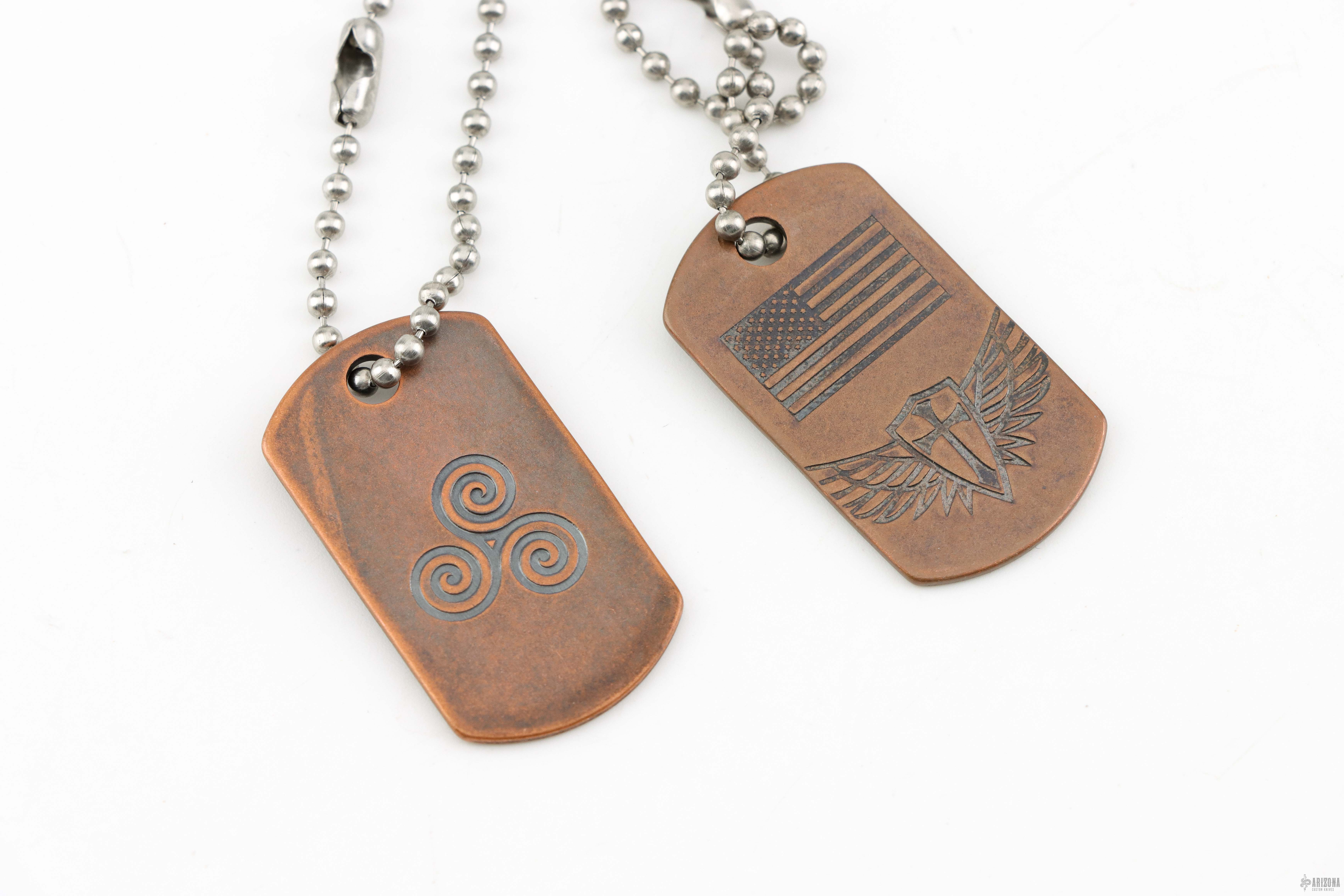 2 Copper Dog Tags - Arizona Custom Knives