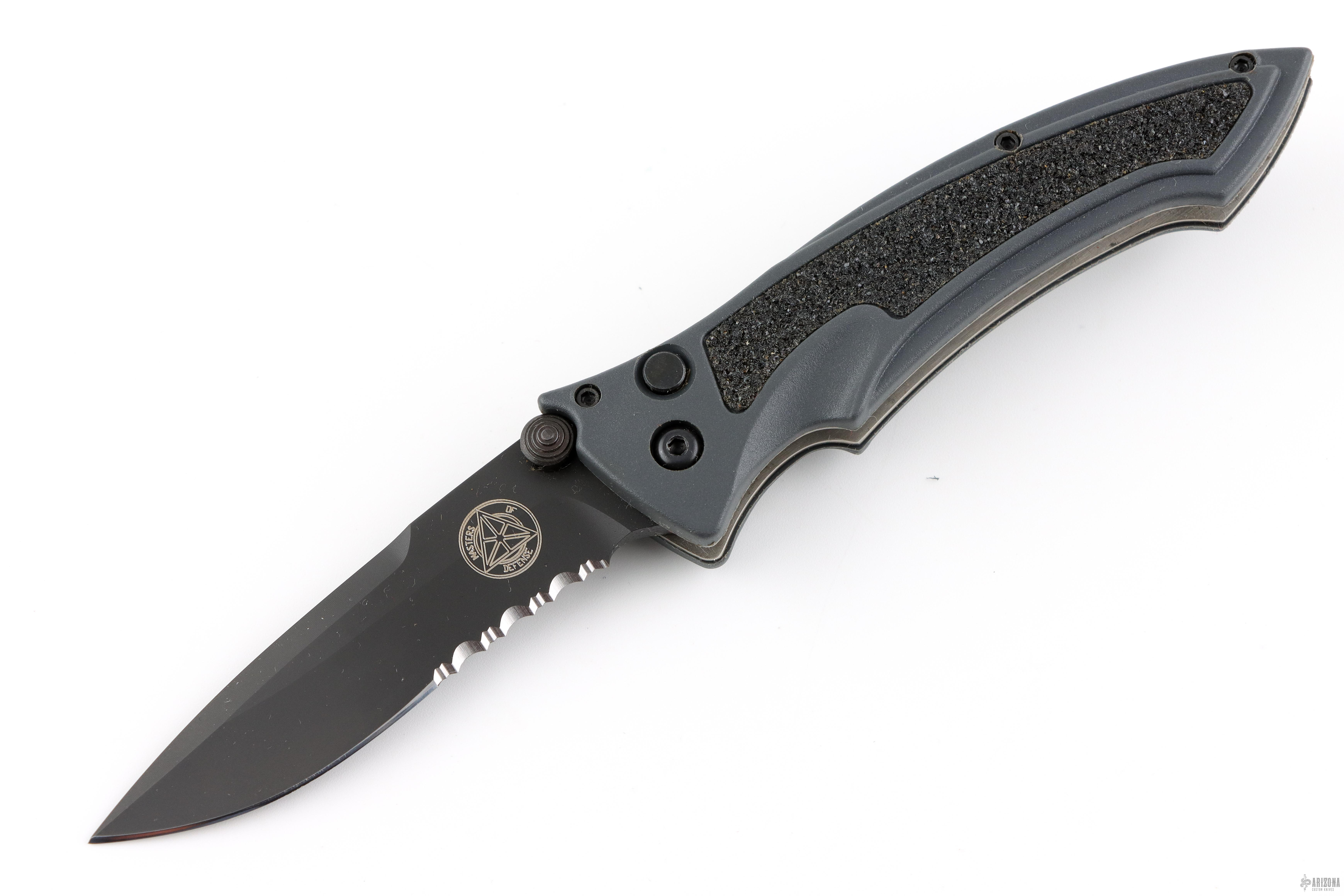 STF-685 Small Tactical Fighter Black Serrated Auto - Arizona Custom Knives