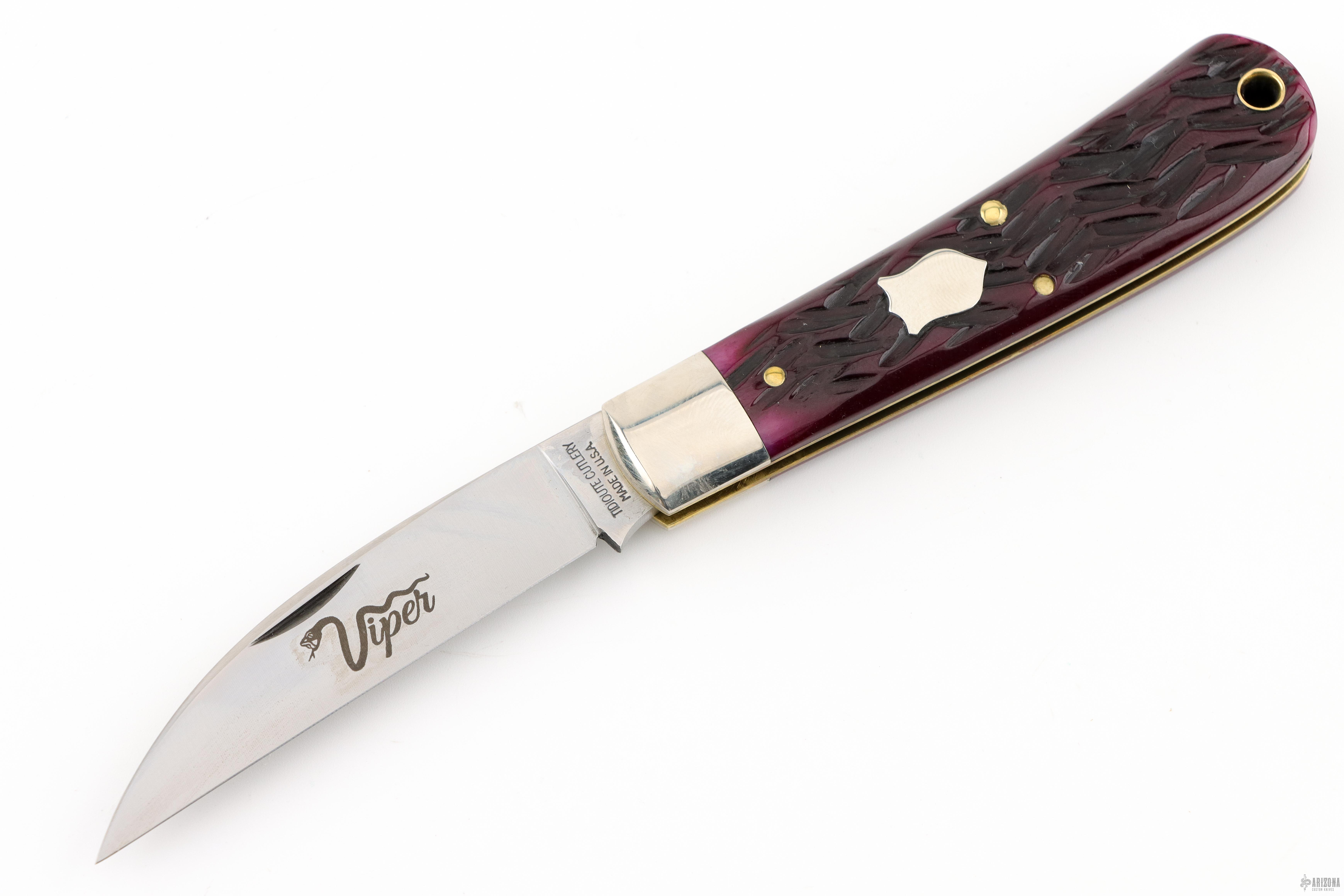 470120 Black Plum Jigged Bone Viper - Arizona Custom Knives