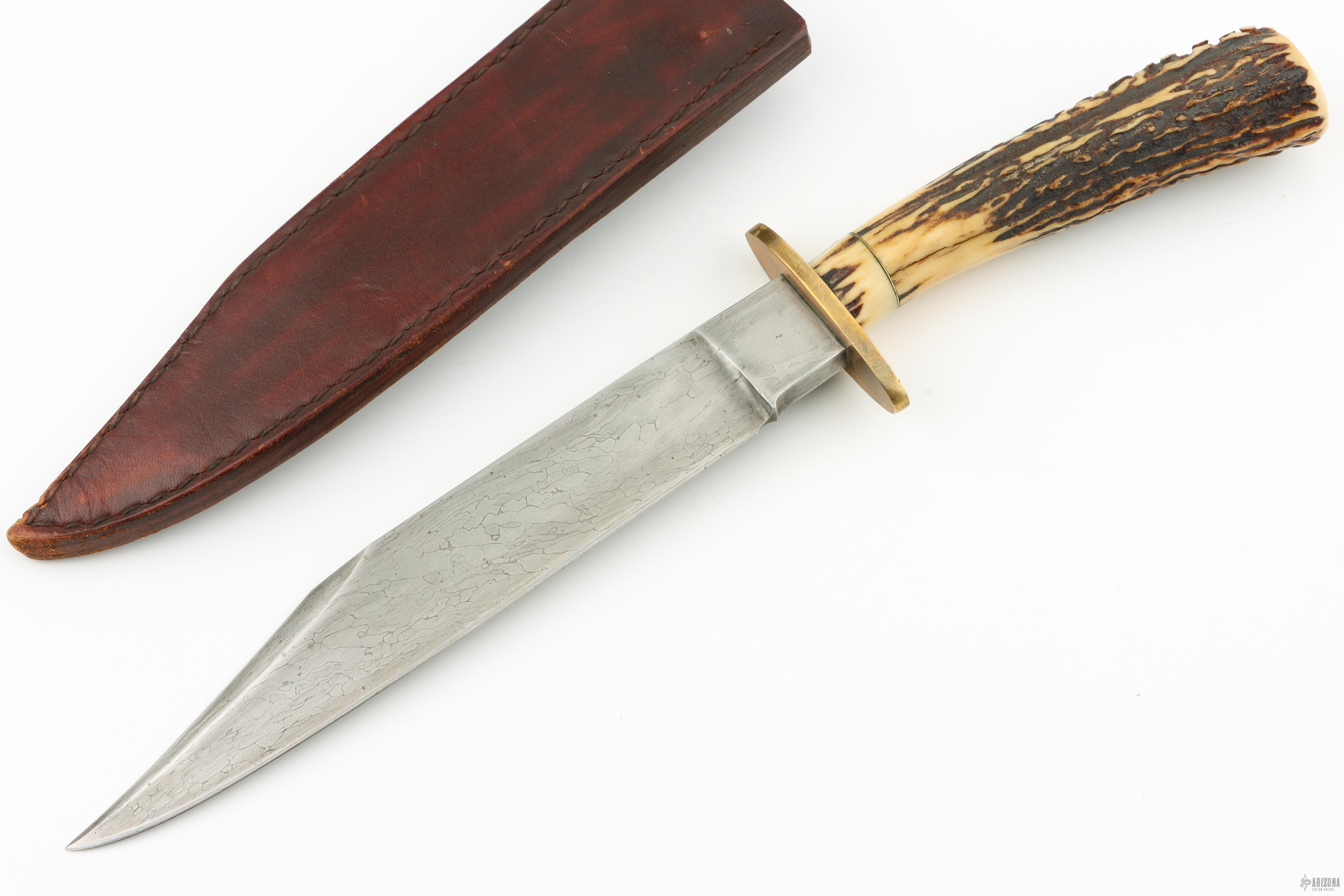 Stag and Cable Damascus Bowie - Arizona Custom Knives