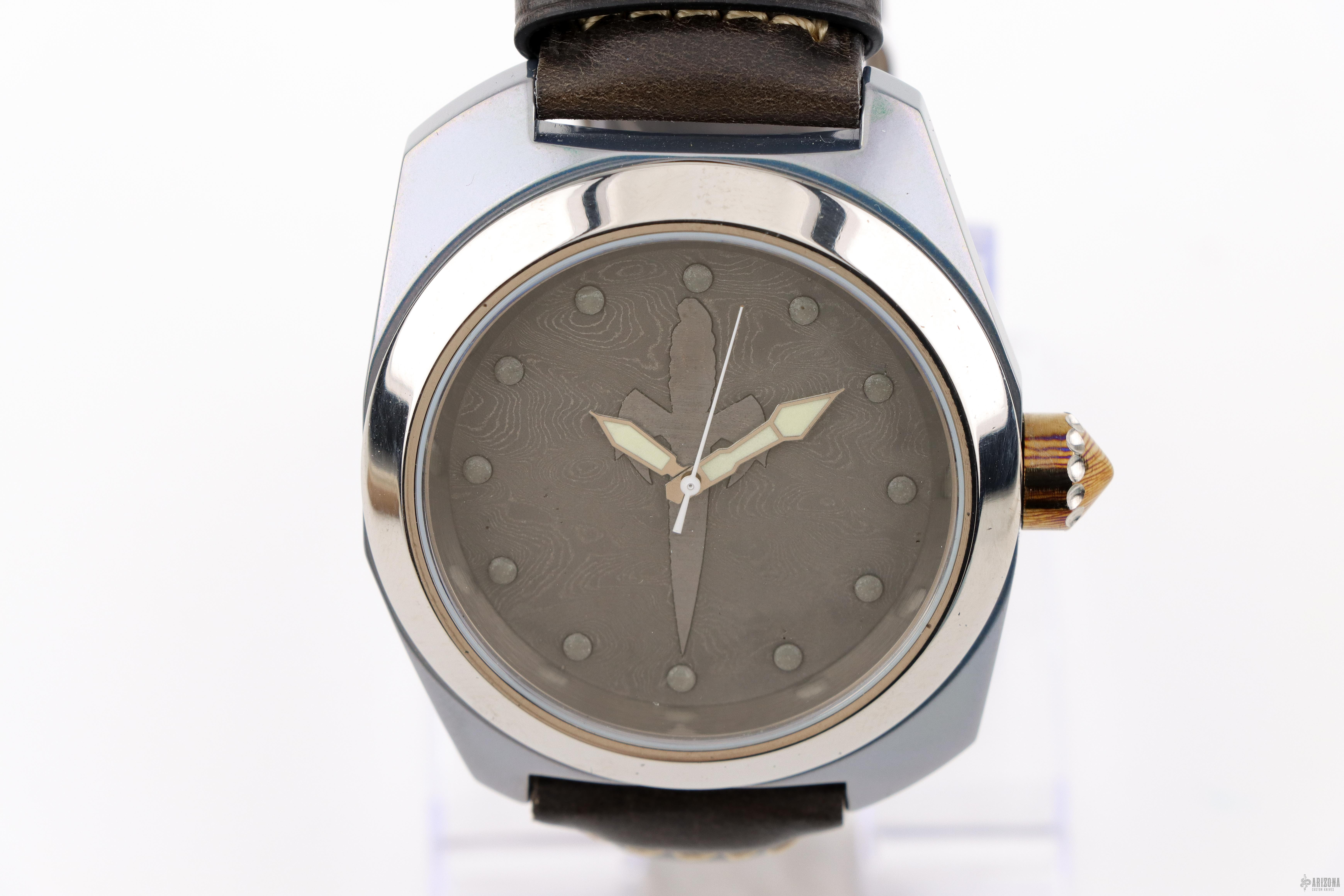 Titanium Watch w/ Damascus Dial and Marfione Dagger Logo - Arizona ...