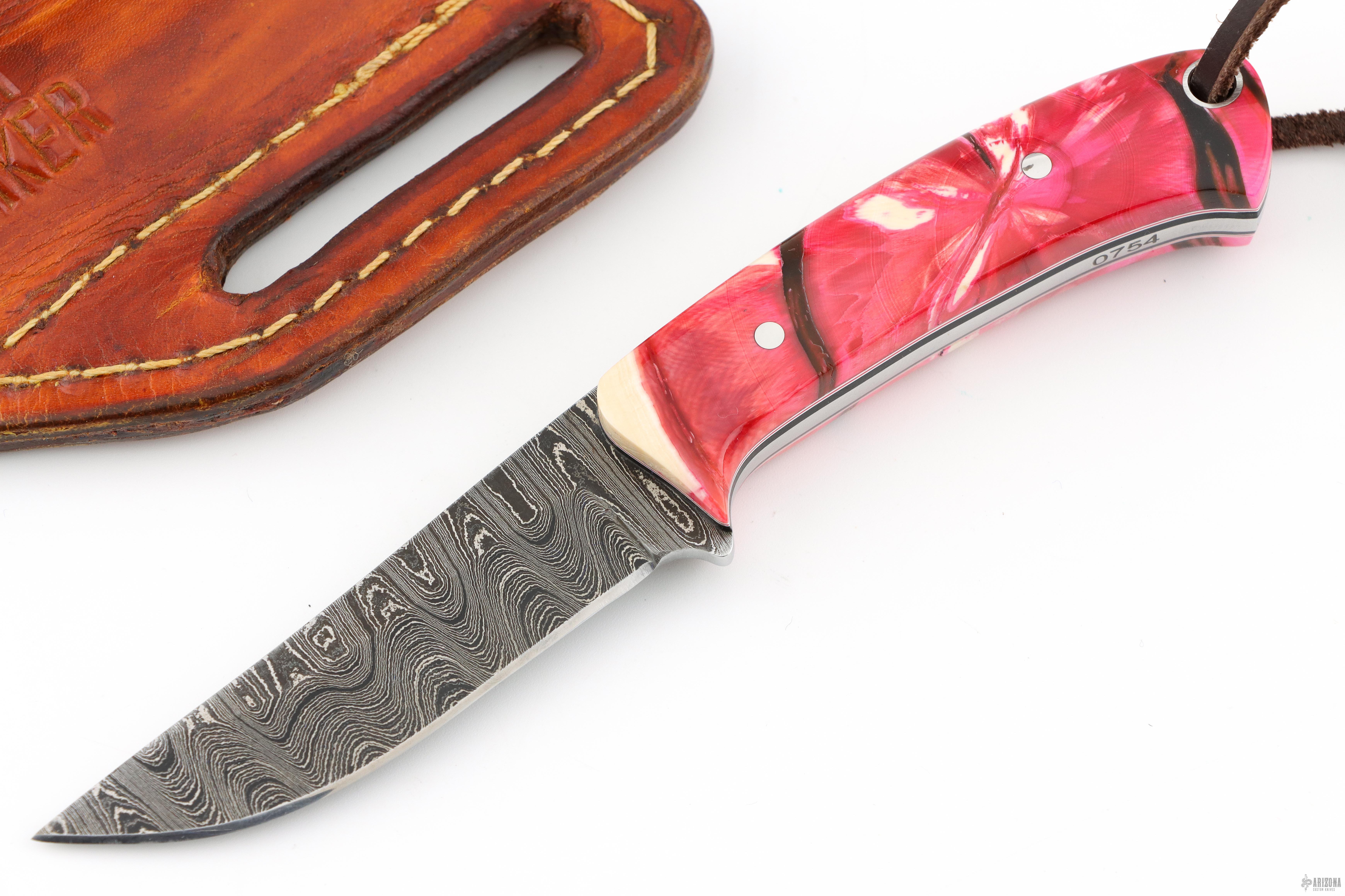Damascus Hunter - Mammoth Tusk Cross Section #0754 - Arizona Custom Knives