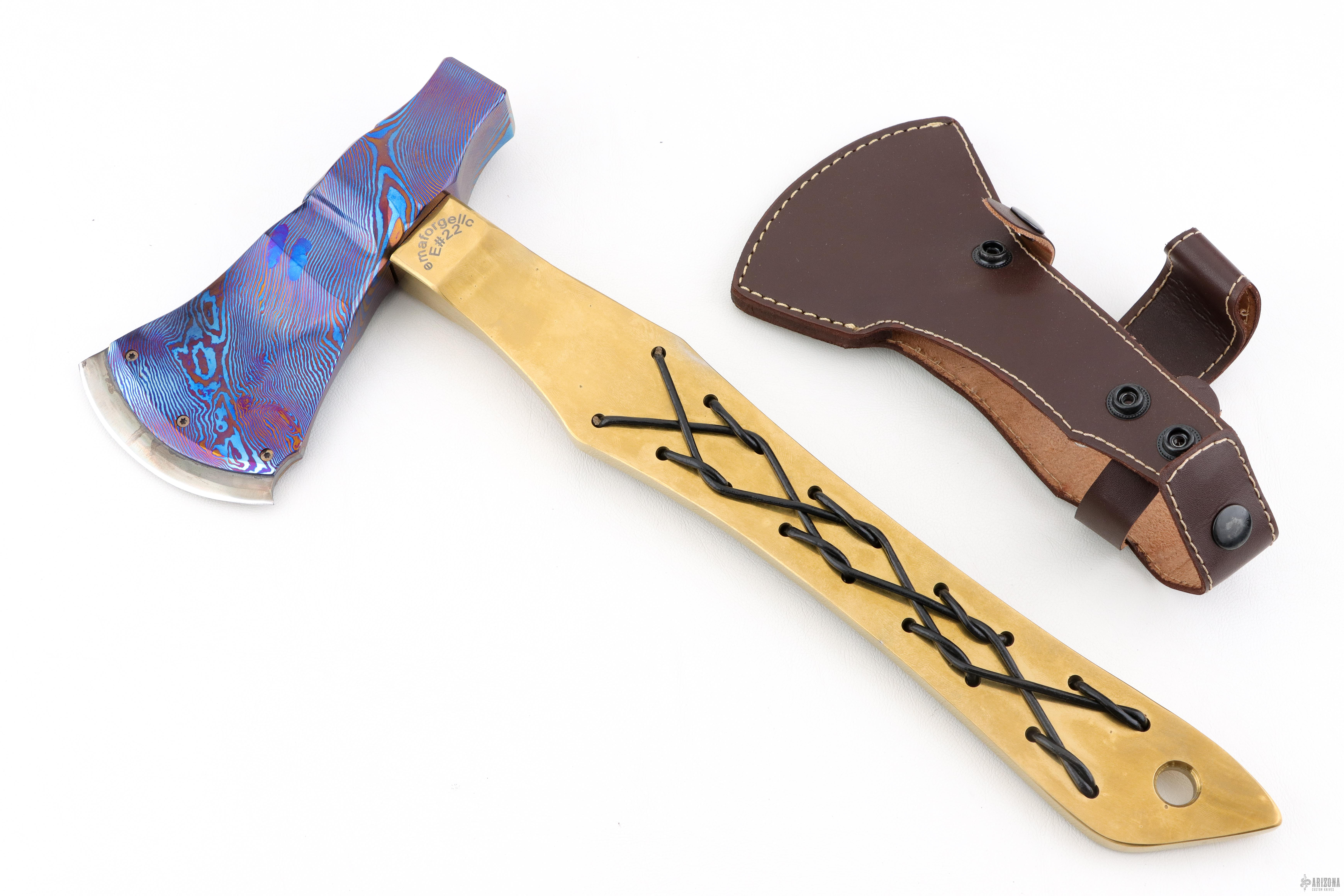 Twist Timascus Axe w/ Titanium Handle - Arizona Custom Knives