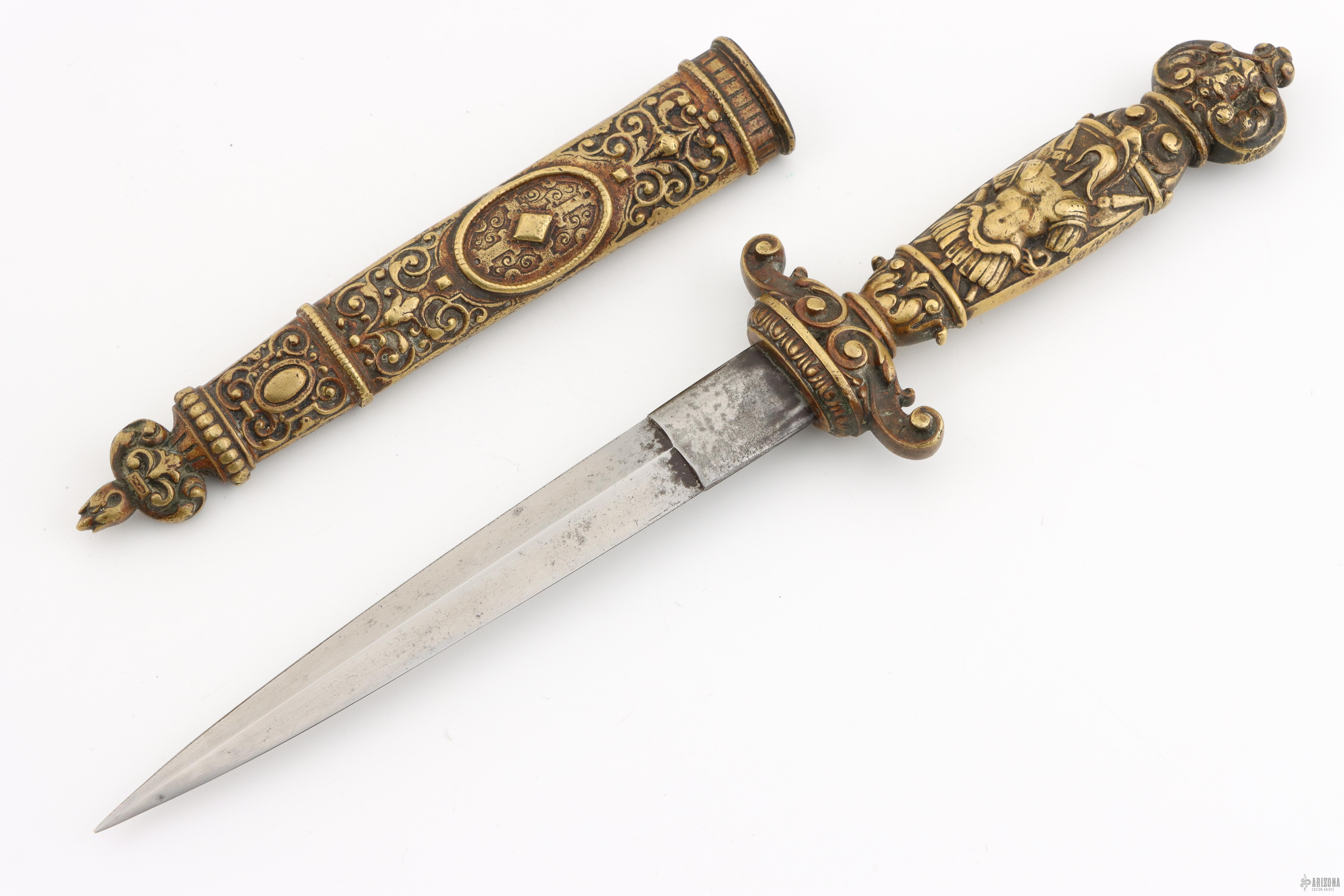 Romantic Dagger - 19th Century - Greek Medusa Motif - Arizona Custom Knives