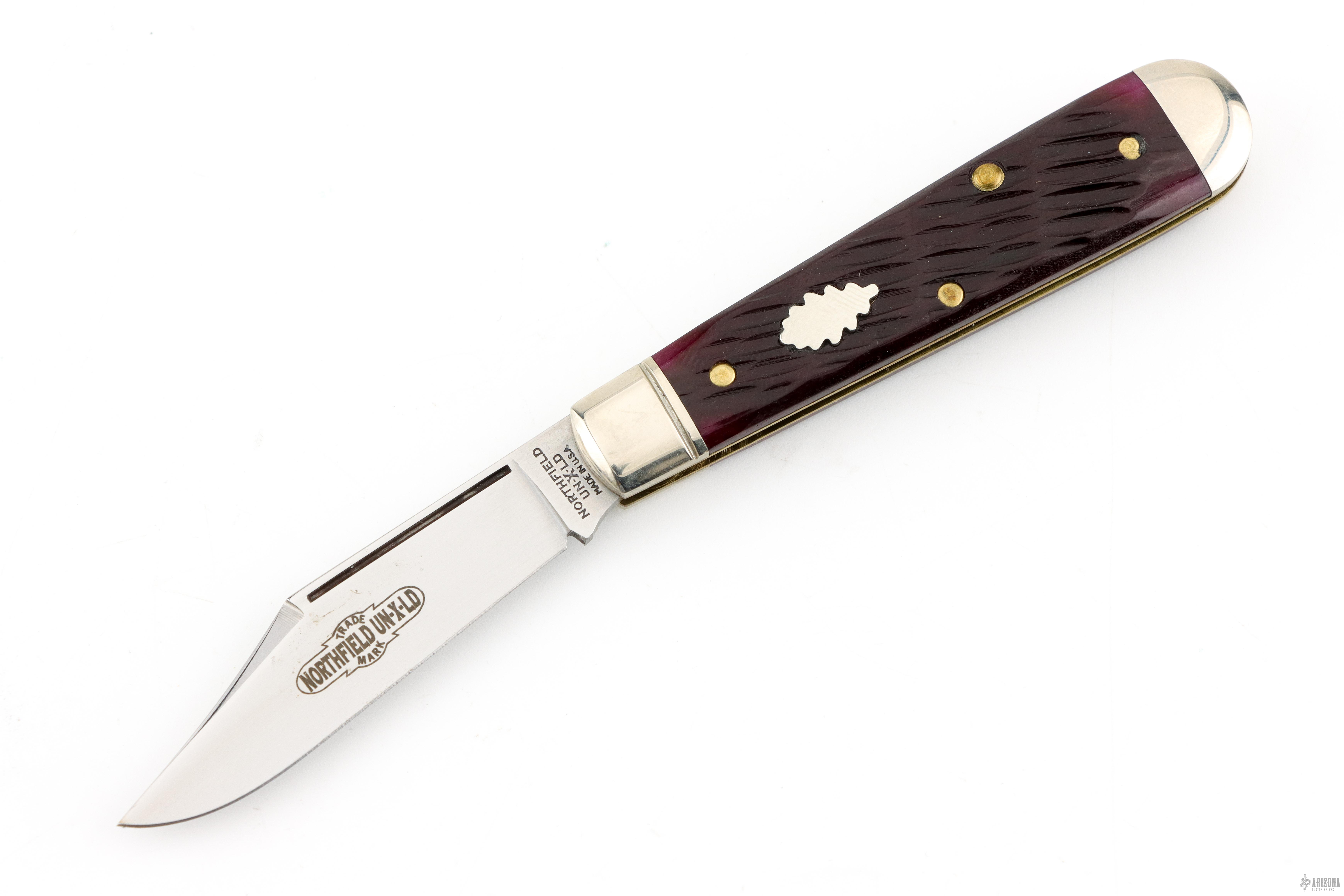 141118 Slipjoint - Dark Red Jigged Bone - Arizona Custom Knives