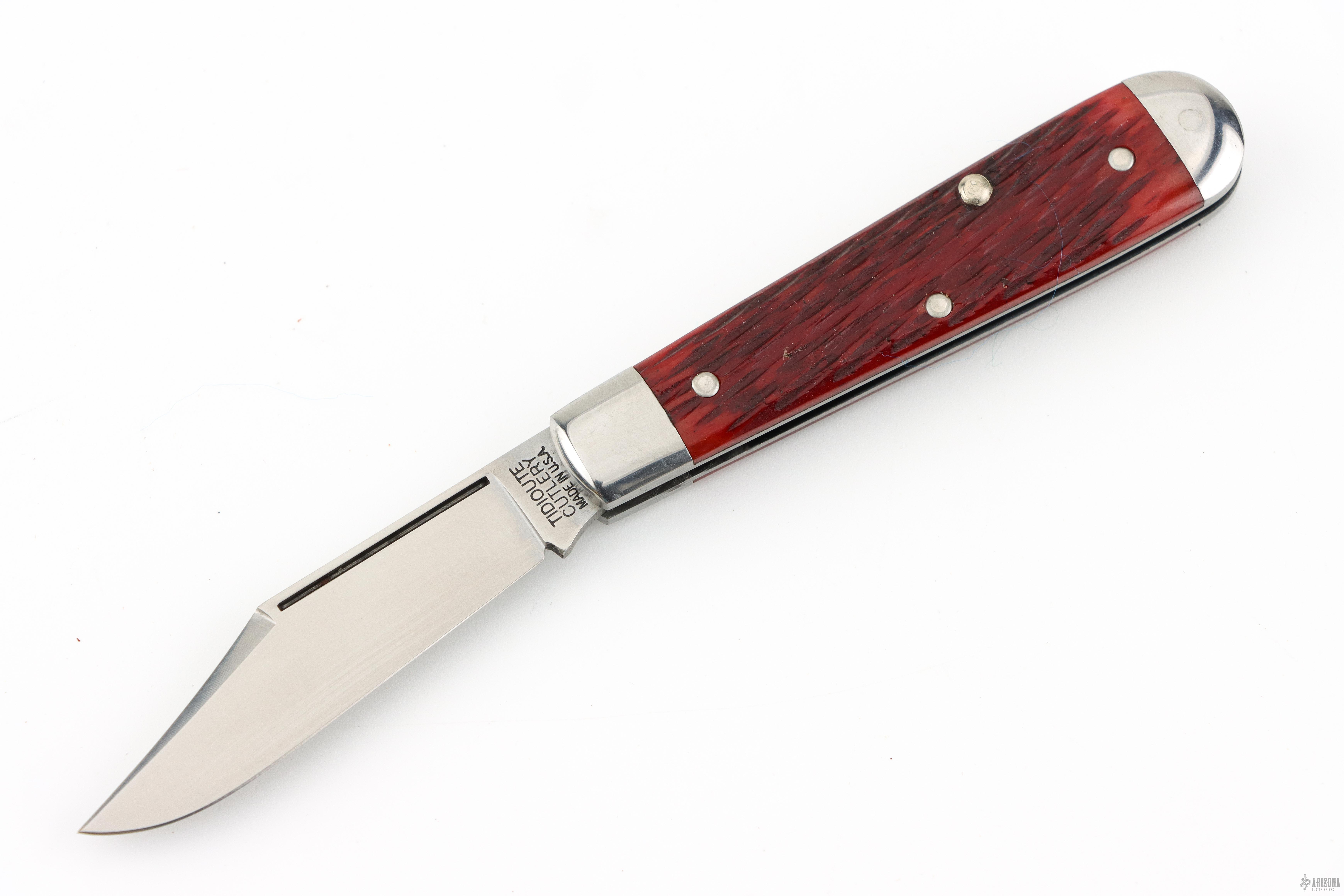141118 Boys Knife Slipjoint - Rust Red Jigged Bone - Arizona Custom Knives