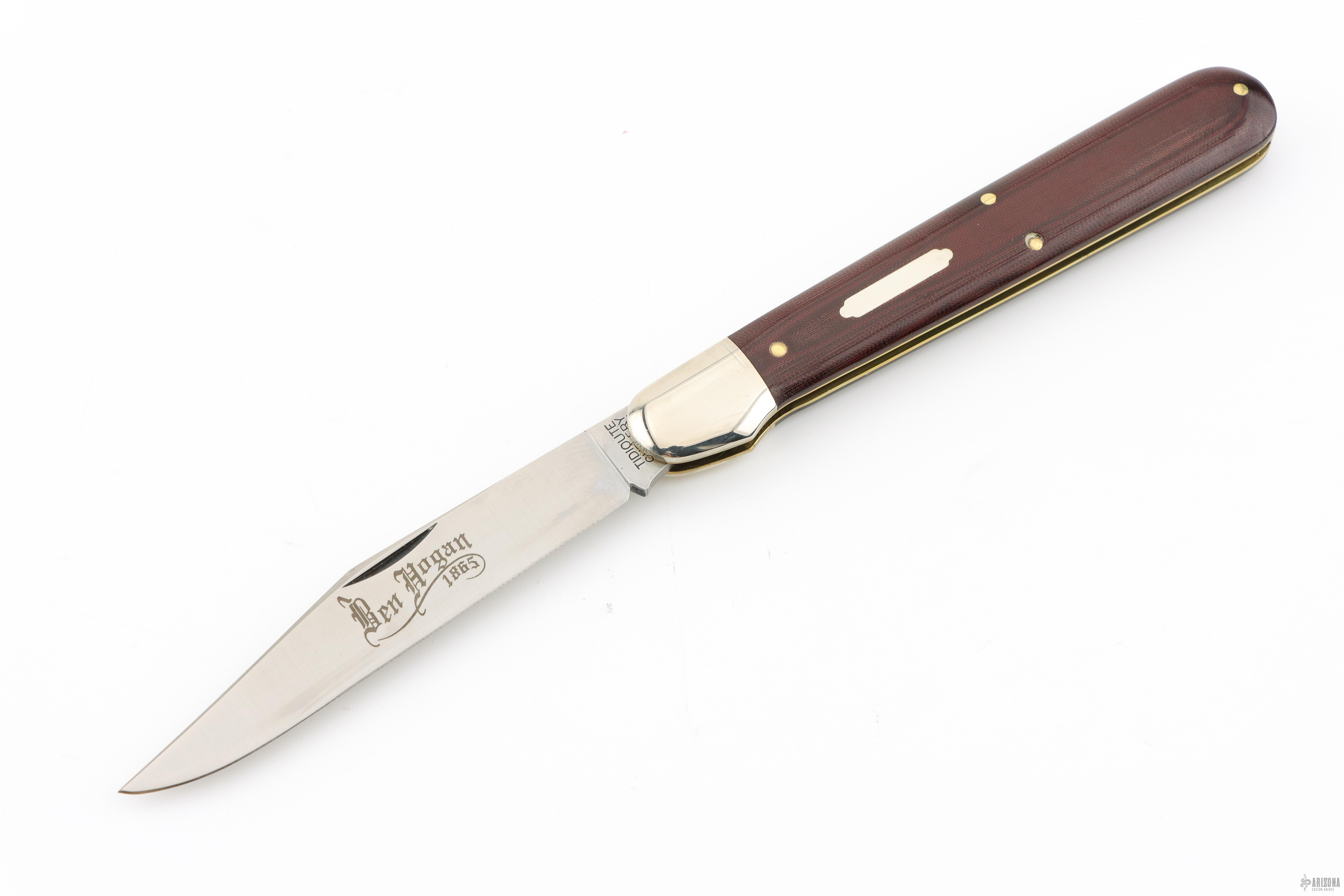 651115 Ben Hogan 1865 Maroon Linen Micarta - Arizona Custom Knives