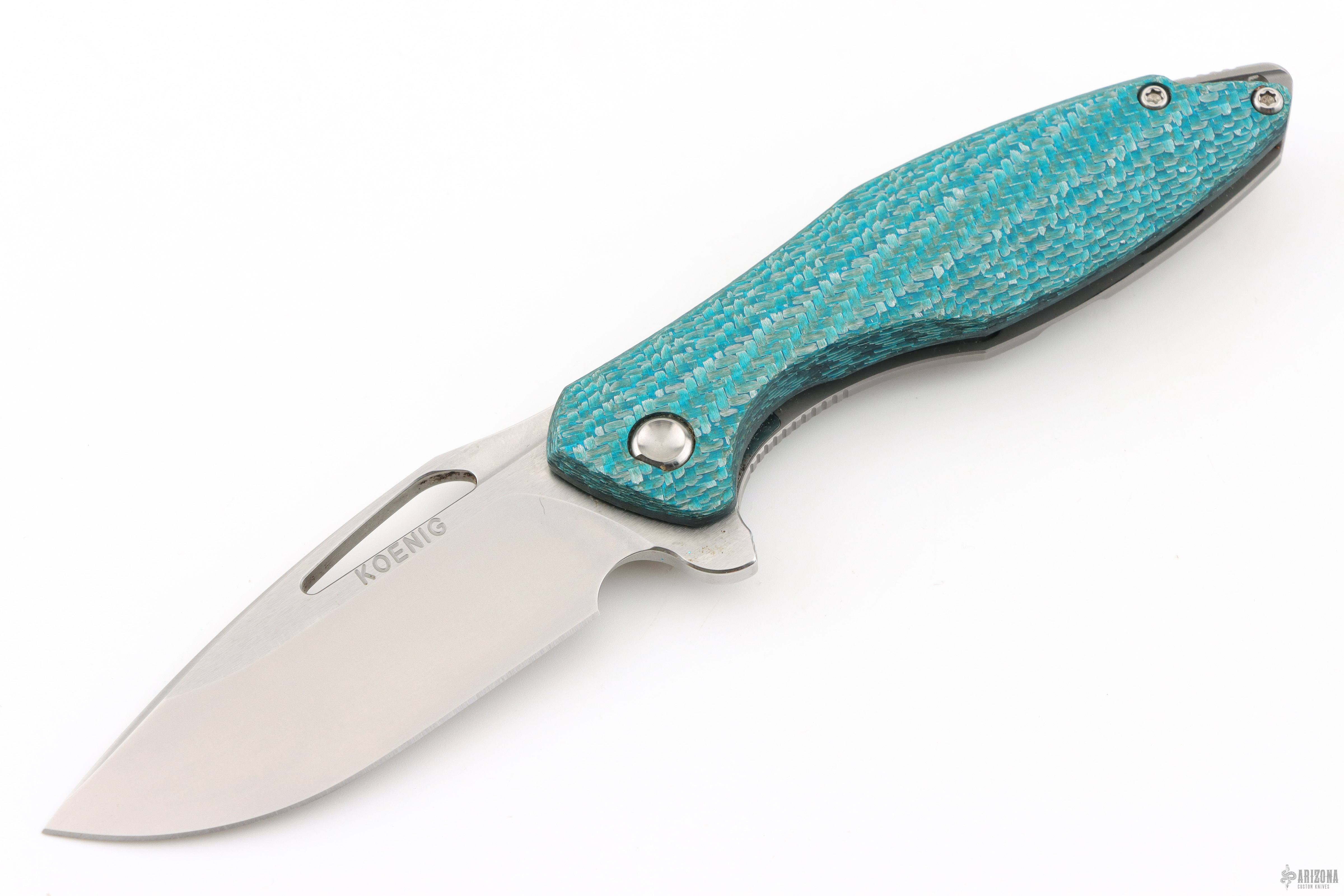 Mini Arius Flipper - Smooth Aqua Blue Twill - Arizona Custom Knives