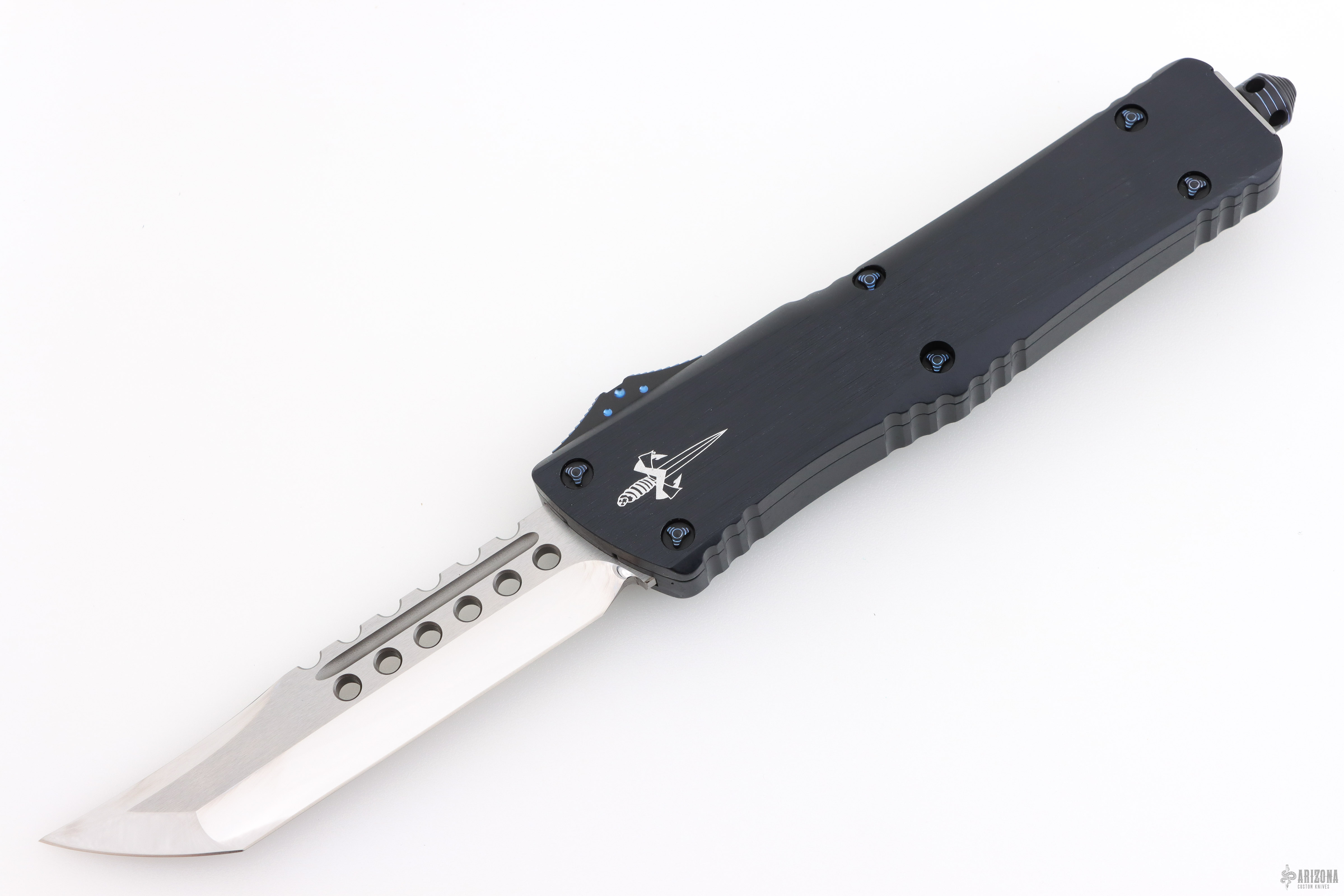 Combat Troodon Hellhound Tanto - Mirror Polish Blue Ringed Ti HW ...