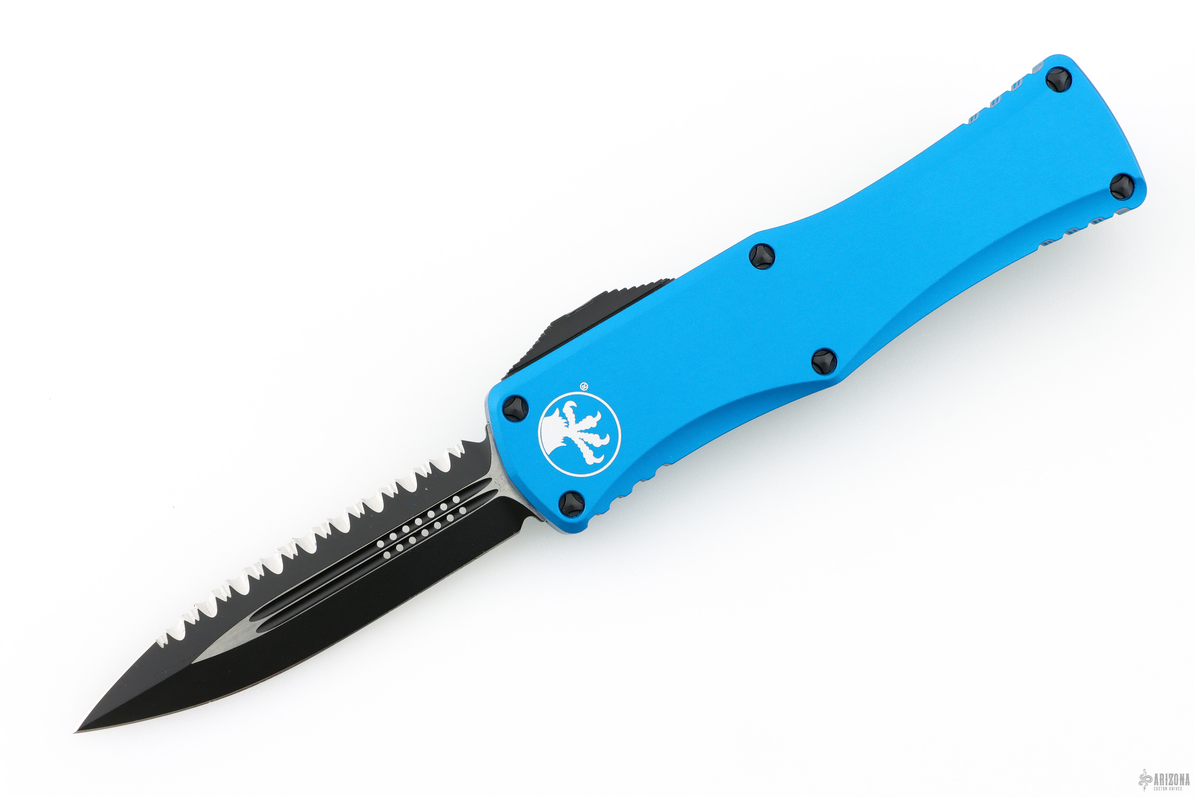 702-3BL Hera D/E Blue Full Serrated - Arizona Custom Knives