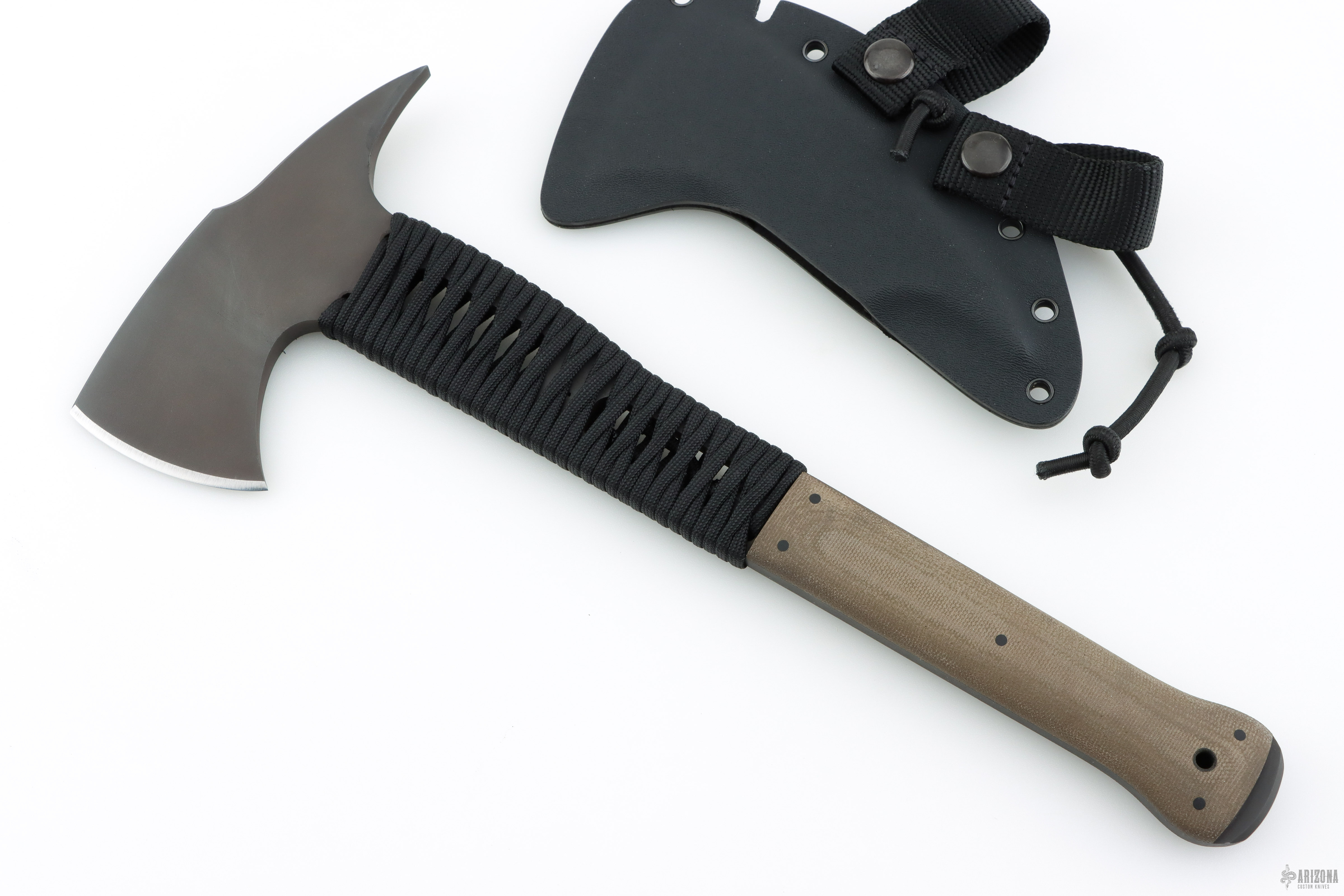 Combat Axe - Green Laminate/Cord - Arizona Custom Knives