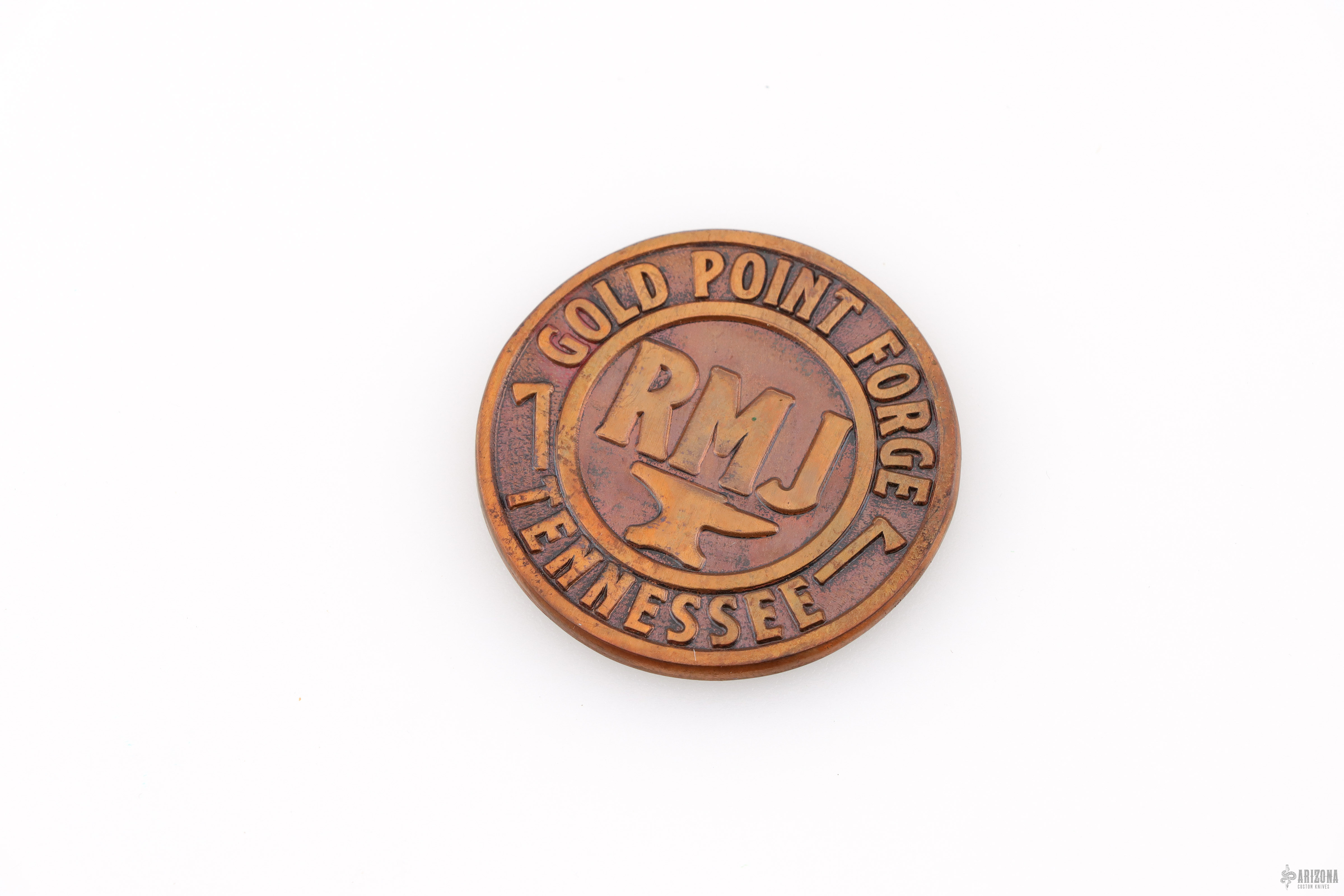 Gold Point Forge Copper Challenge Coin w/ Sheath - Arizona Custom Knives