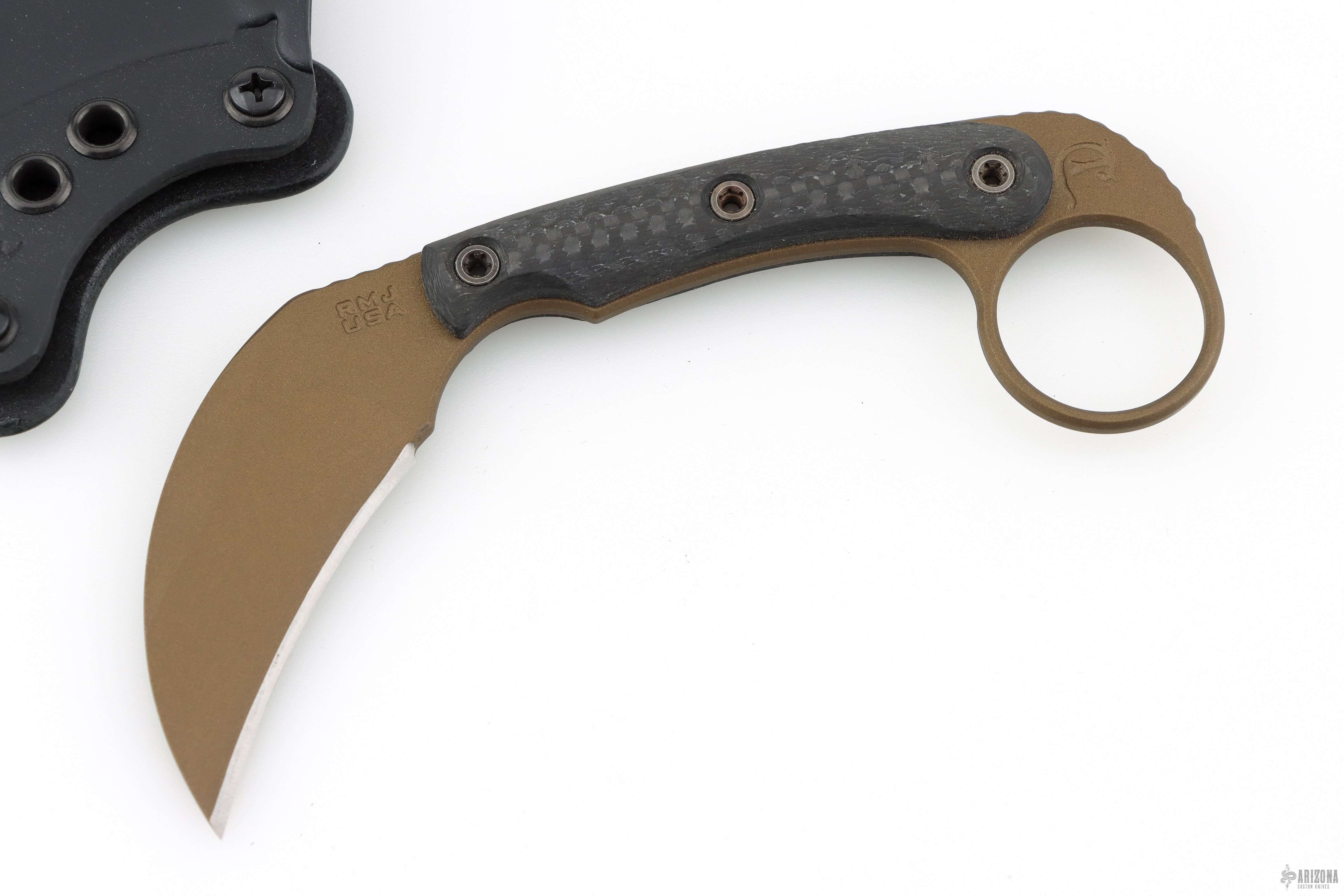 Korbin - 3V Syndicate Burnt Bronze and Carbon Fiber - Arizona Custom Knives