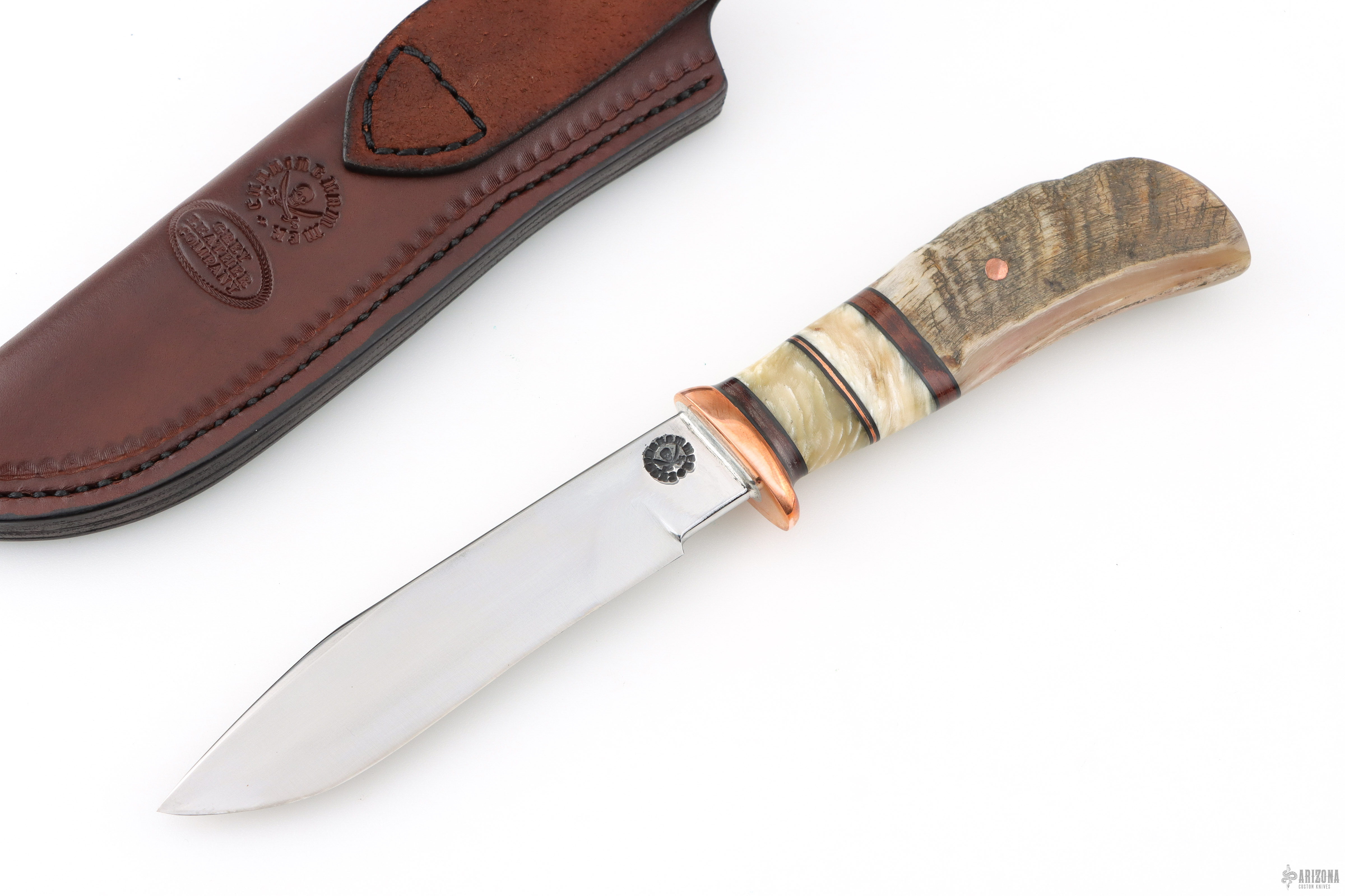 Premium Sheep Horn and Musk Ox Boss Recurve Clip Point - Arizona Custom ...
