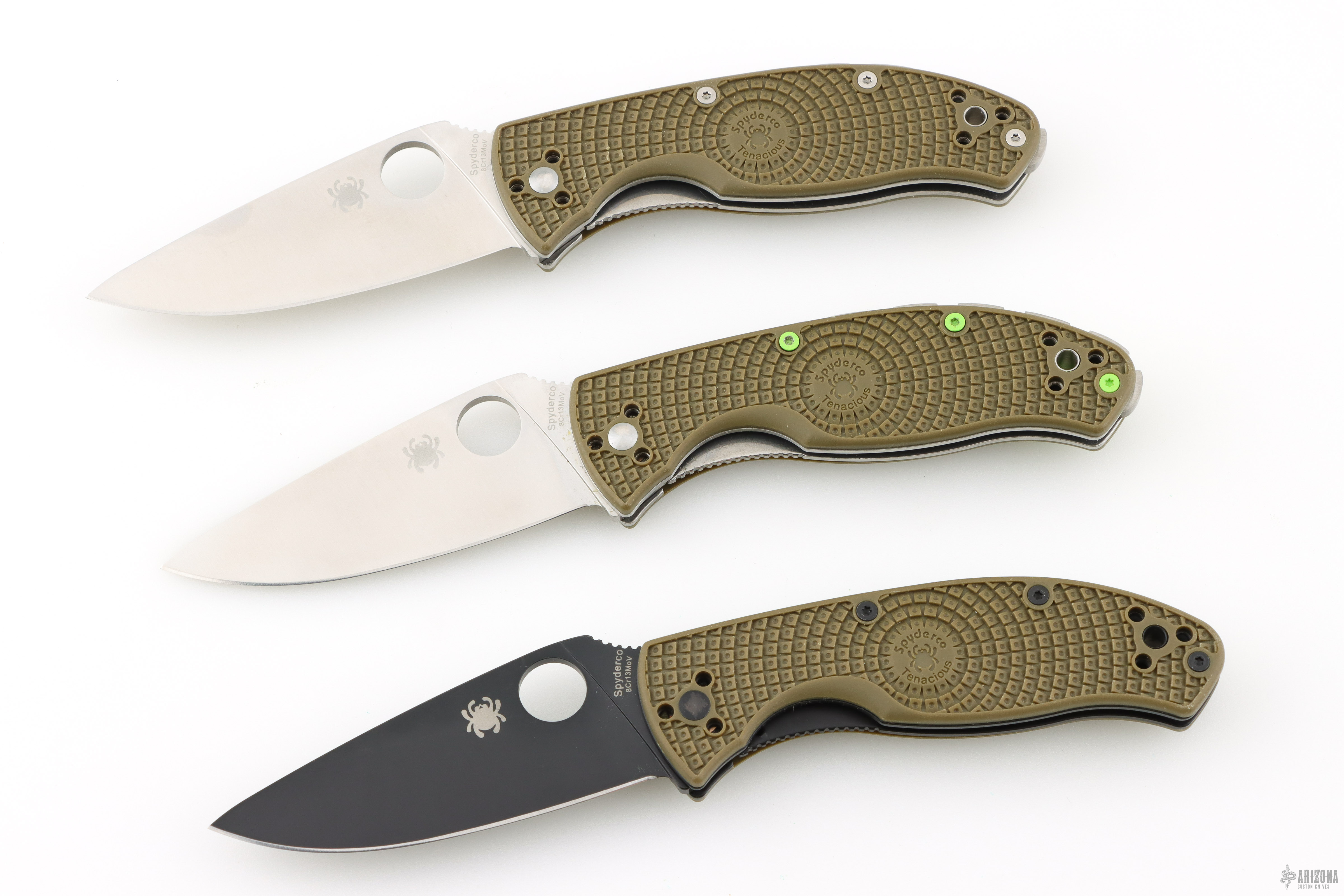 Lot of 3 Spyderco Tenacious Folders - Arizona Custom Knives