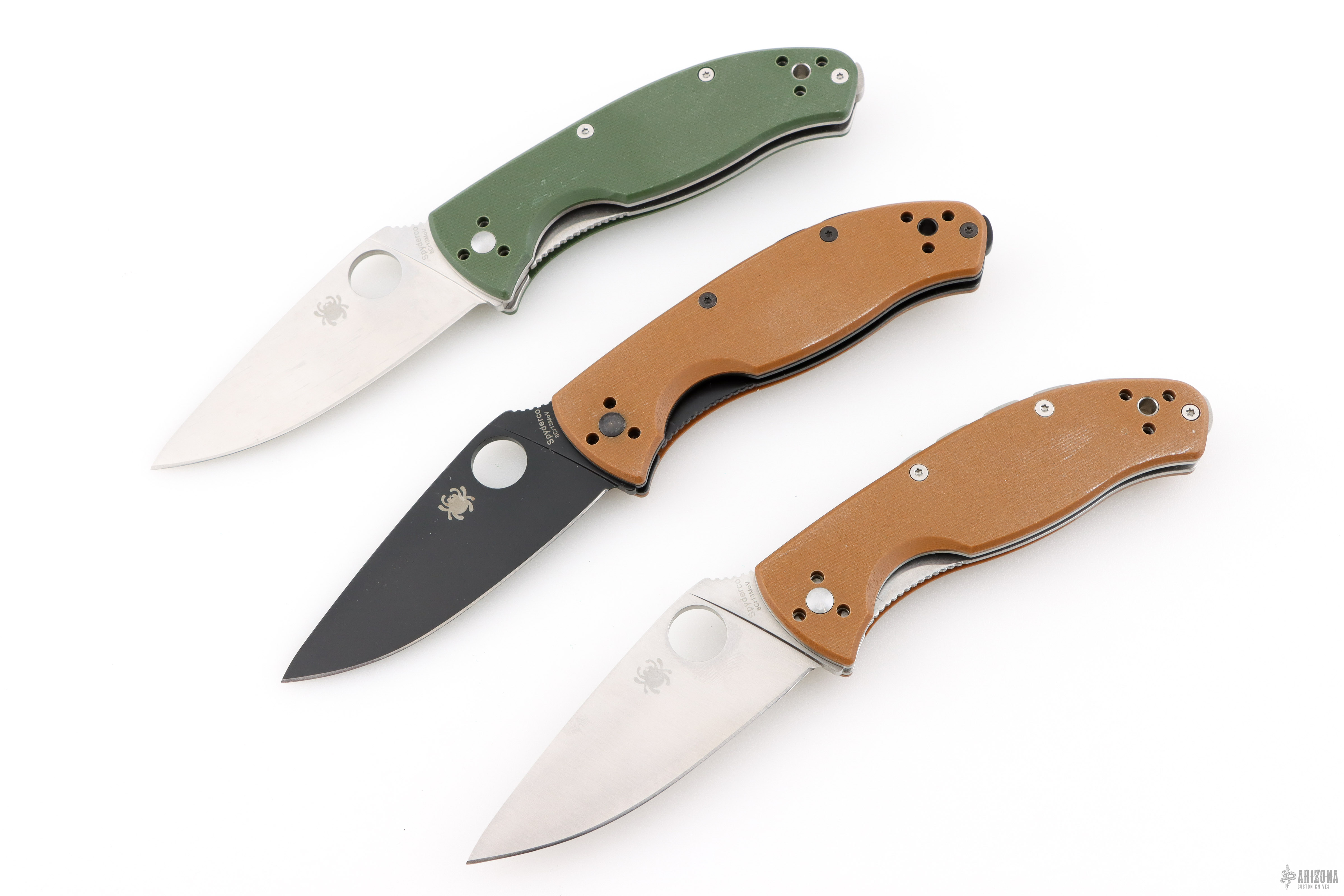 Lot of 3 Spyderco Tenacious Folders - Arizona Custom Knives