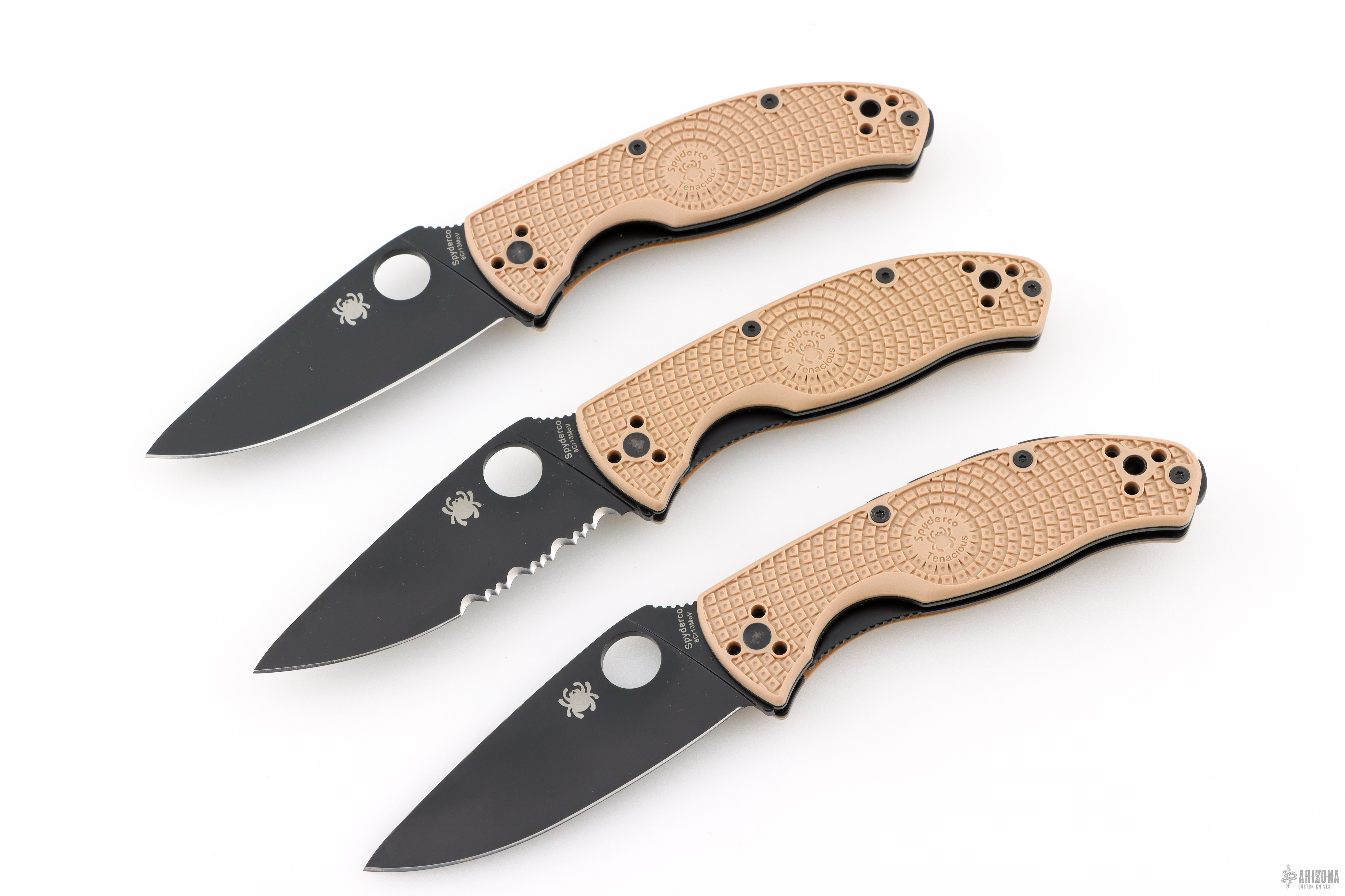 Lot of 3 Spyderco Tenacious Folders - Arizona Custom Knives