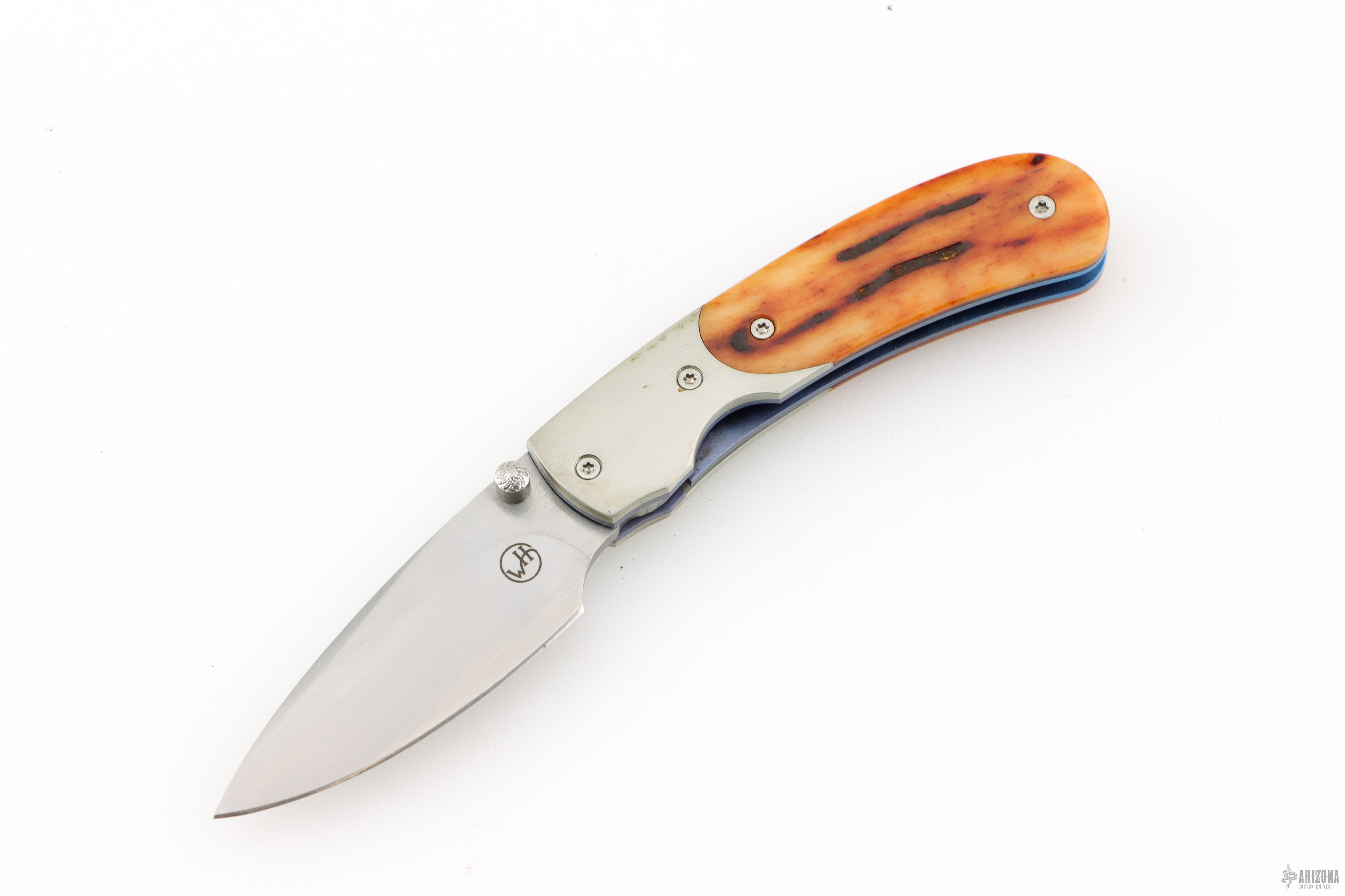 T12-A - Amber Bone Spearpoint - Arizona Custom Knives