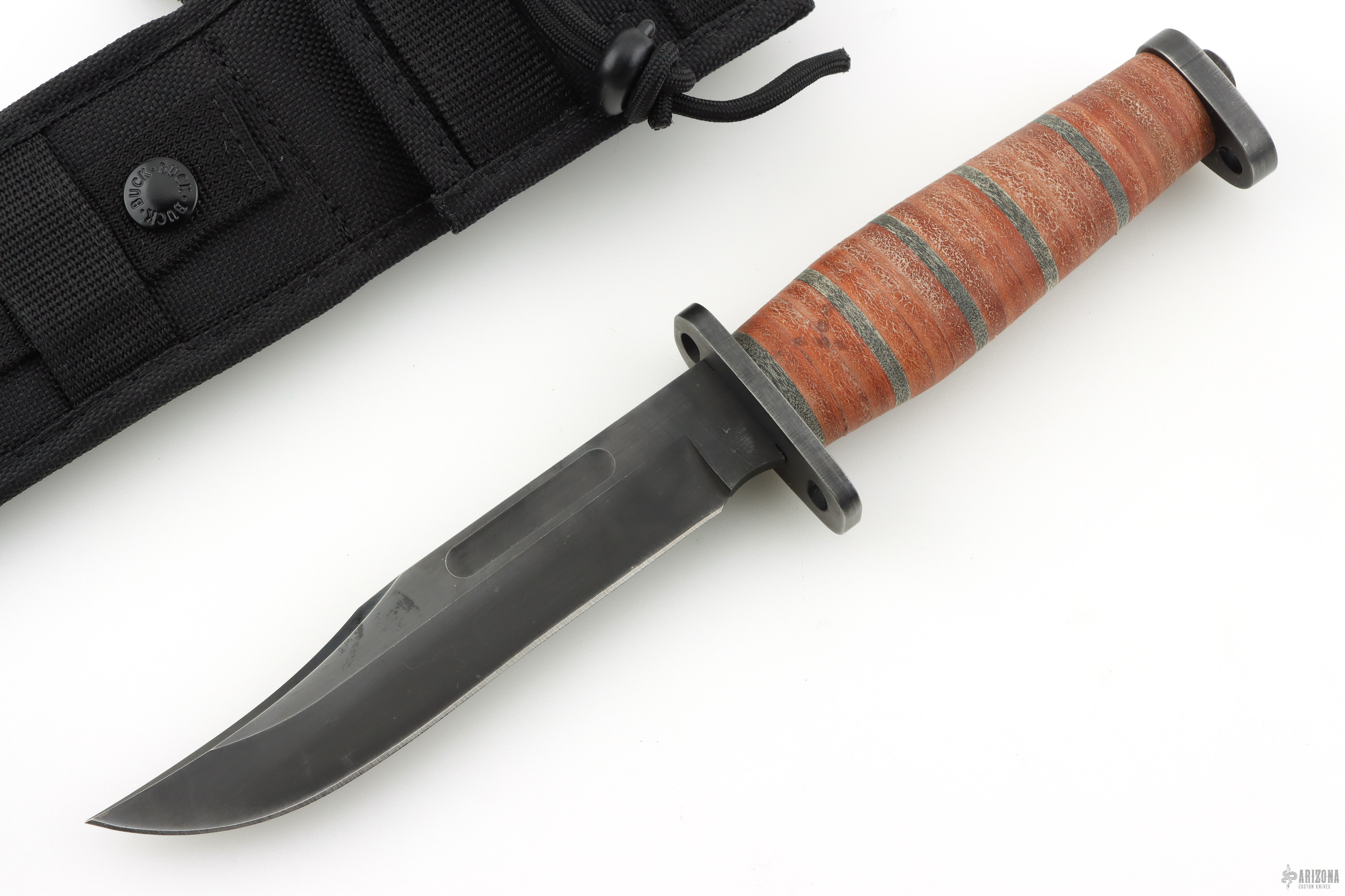 Buck 119 Brahma Fixed 6" Blade, Stacked Leather Handles - 10082 ...
