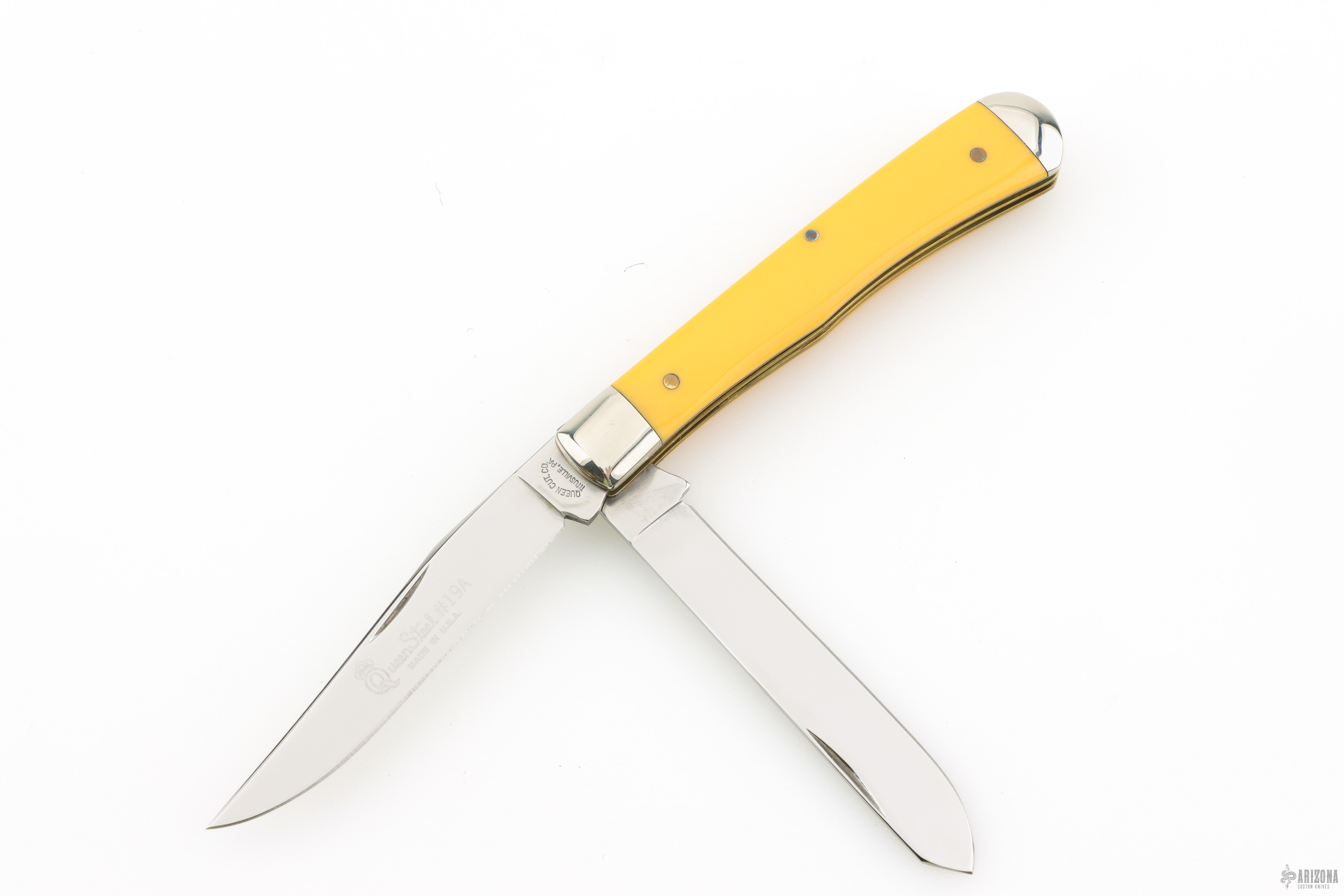 #19A 2-Blade - Yellow Delrin - Arizona Custom Knives