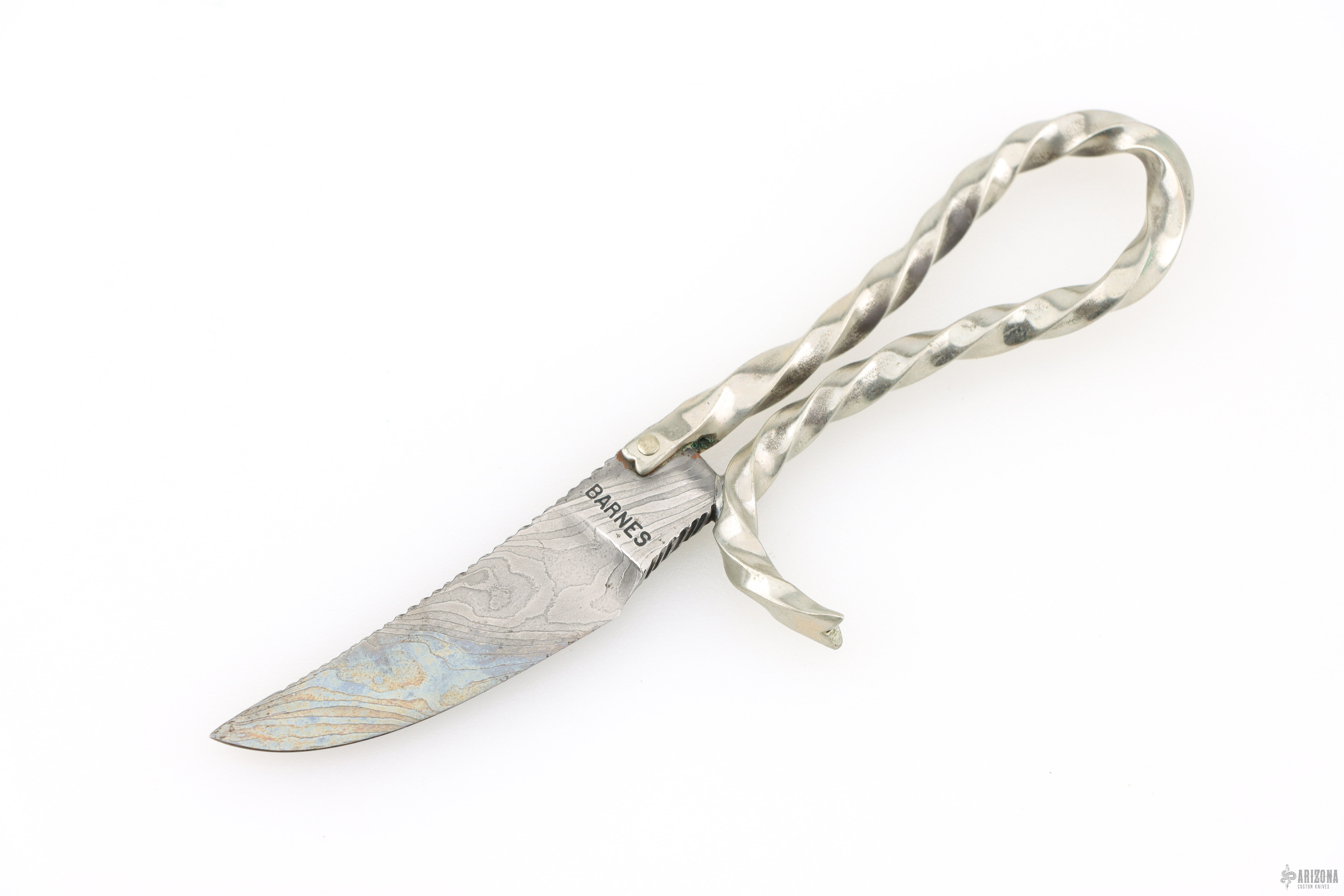 Mini Damascus Wallet Knife - Arizona Custom Knives