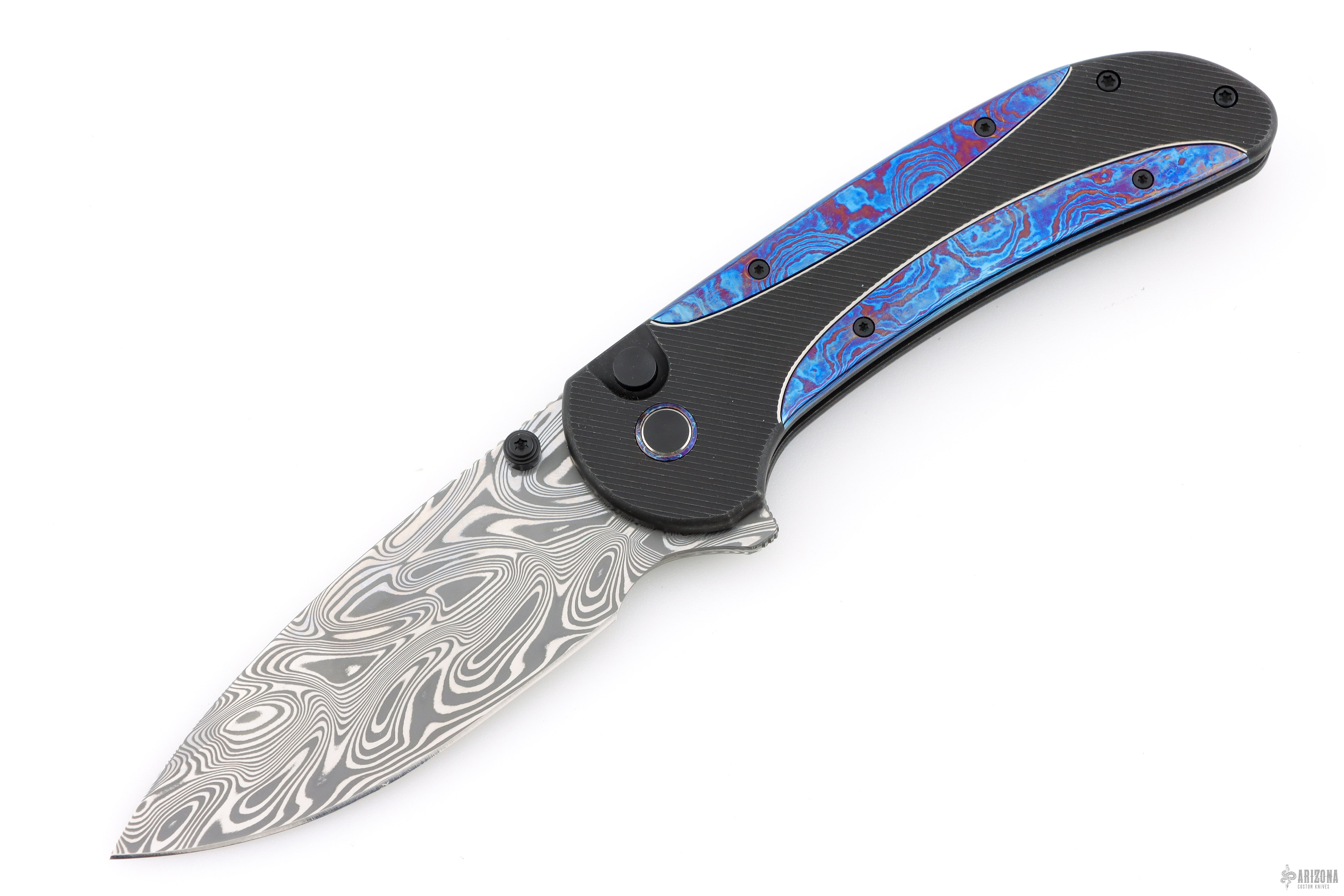 WE23031-DS1 Zizzit Flipper Button Lock - Damasteel - Arizona Custom Knives