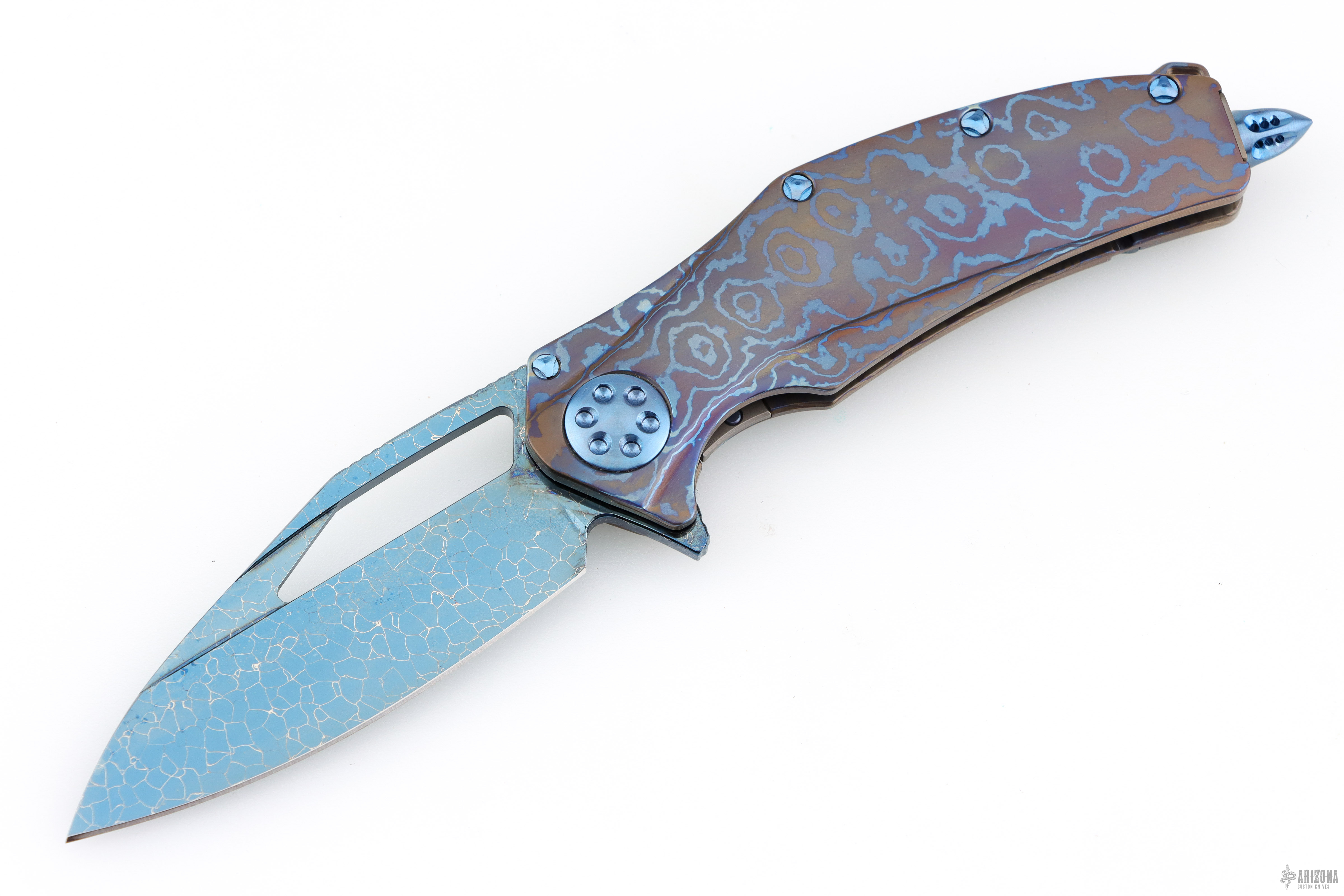 Mini Matrix-R - MokuTi and Nebula Damascus #003 - Arizona Custom Knives