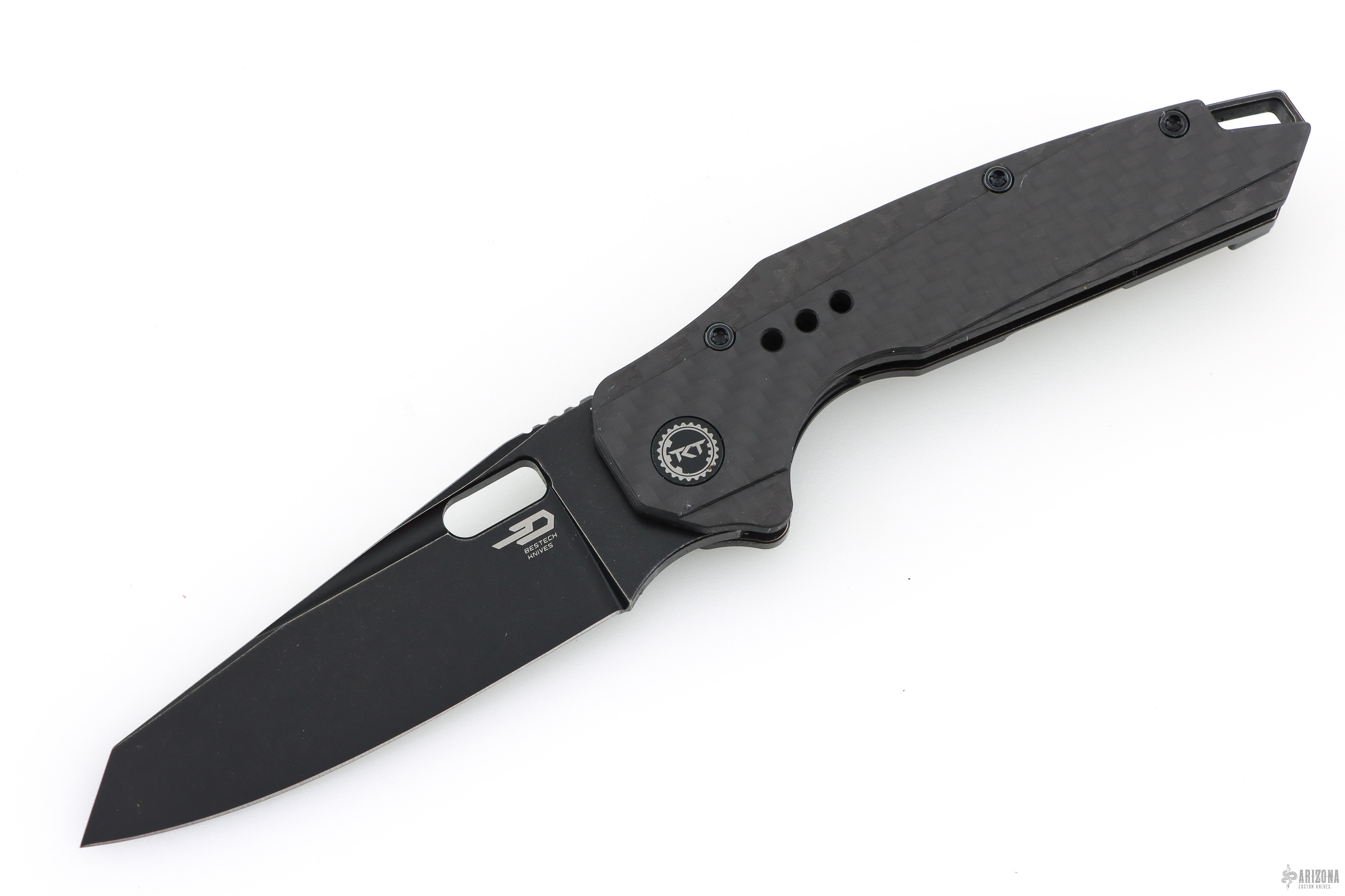 BT2209D Nyxie Frame Lock Knife Black Titanium/CF (3.4" Black SW ...
