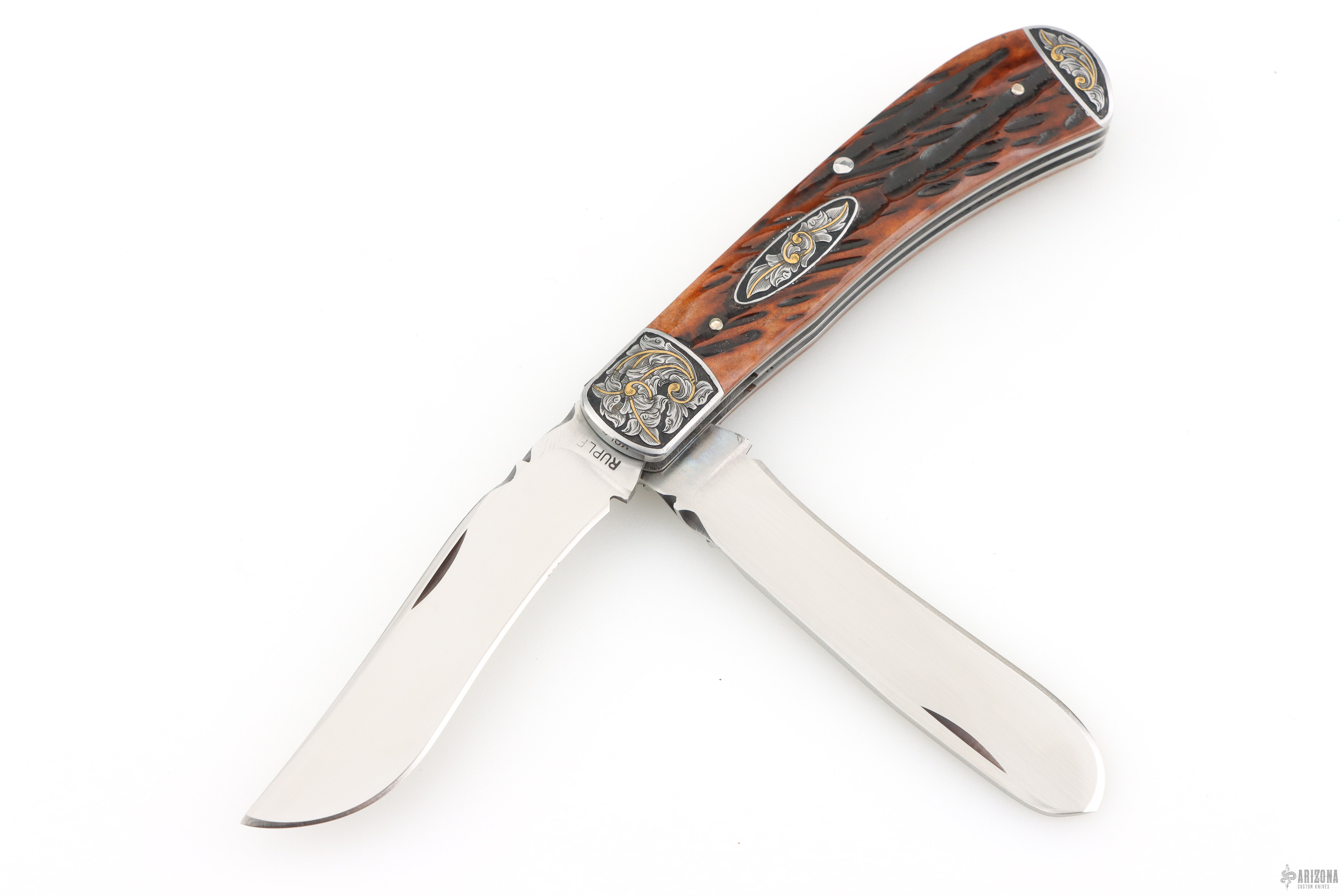 2-Blade Trapper - Engraved by Joe Mason - Arizona Custom Knives