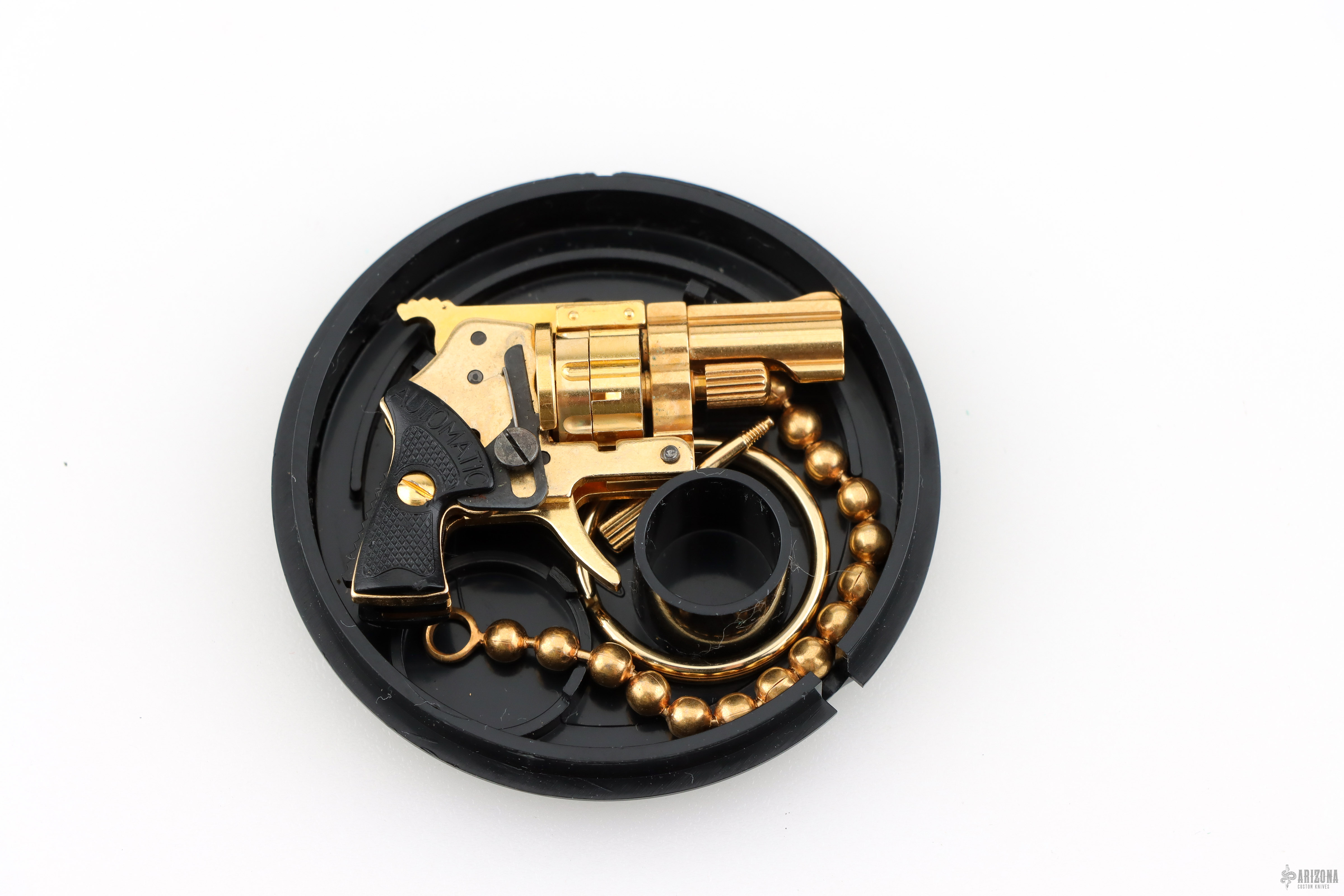 Xythos 2mm. Pinfire Gun Key-ring chain GOLD KIT - Arizona Custom Knives