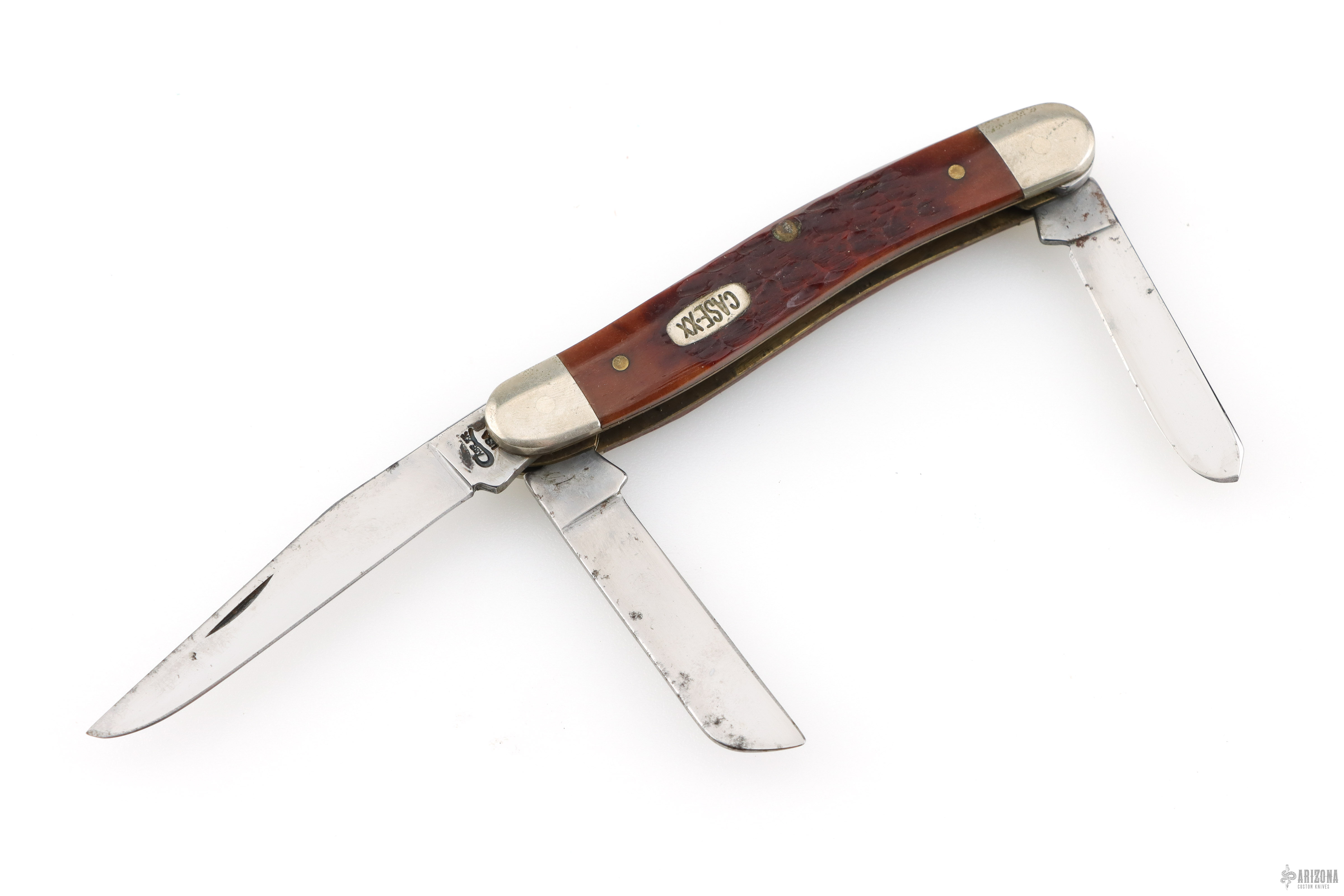 Case XX 6318CV 3-Blade Stockman Amber Jigged Bone - Arizona Custom Knives