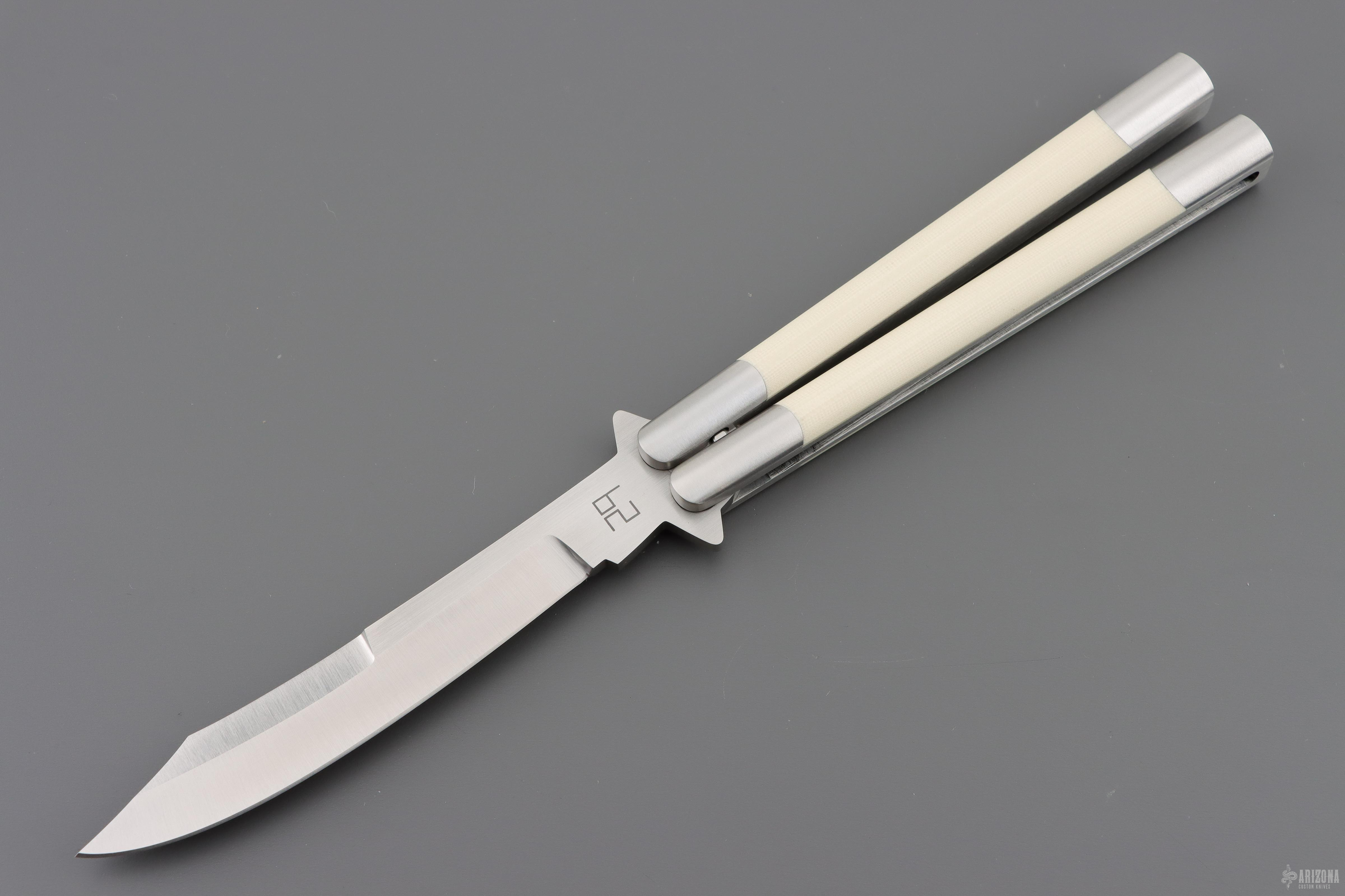 5" Scimitar Balisong - Ivory G10 Inserts - Arizona Custom Knives