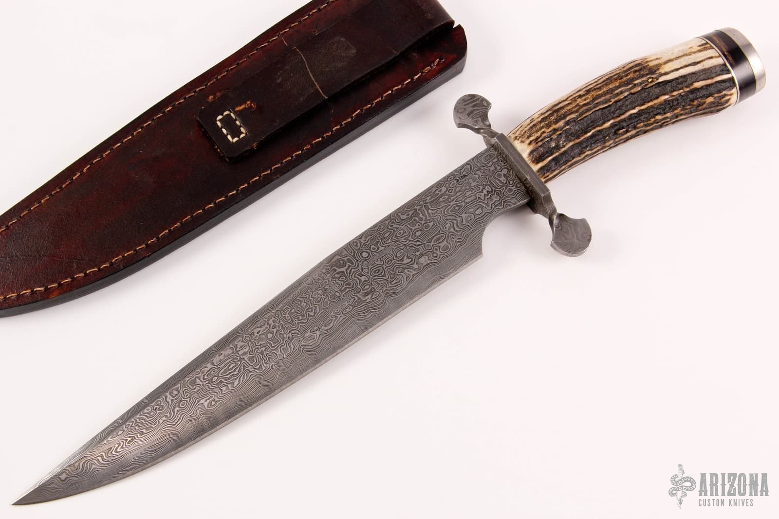 Damascus and Stag Dagger | Arizona Custom Knives