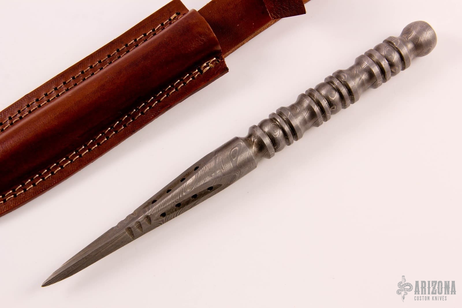 Damascus Triangle Dagger - Arizona Custom Knives