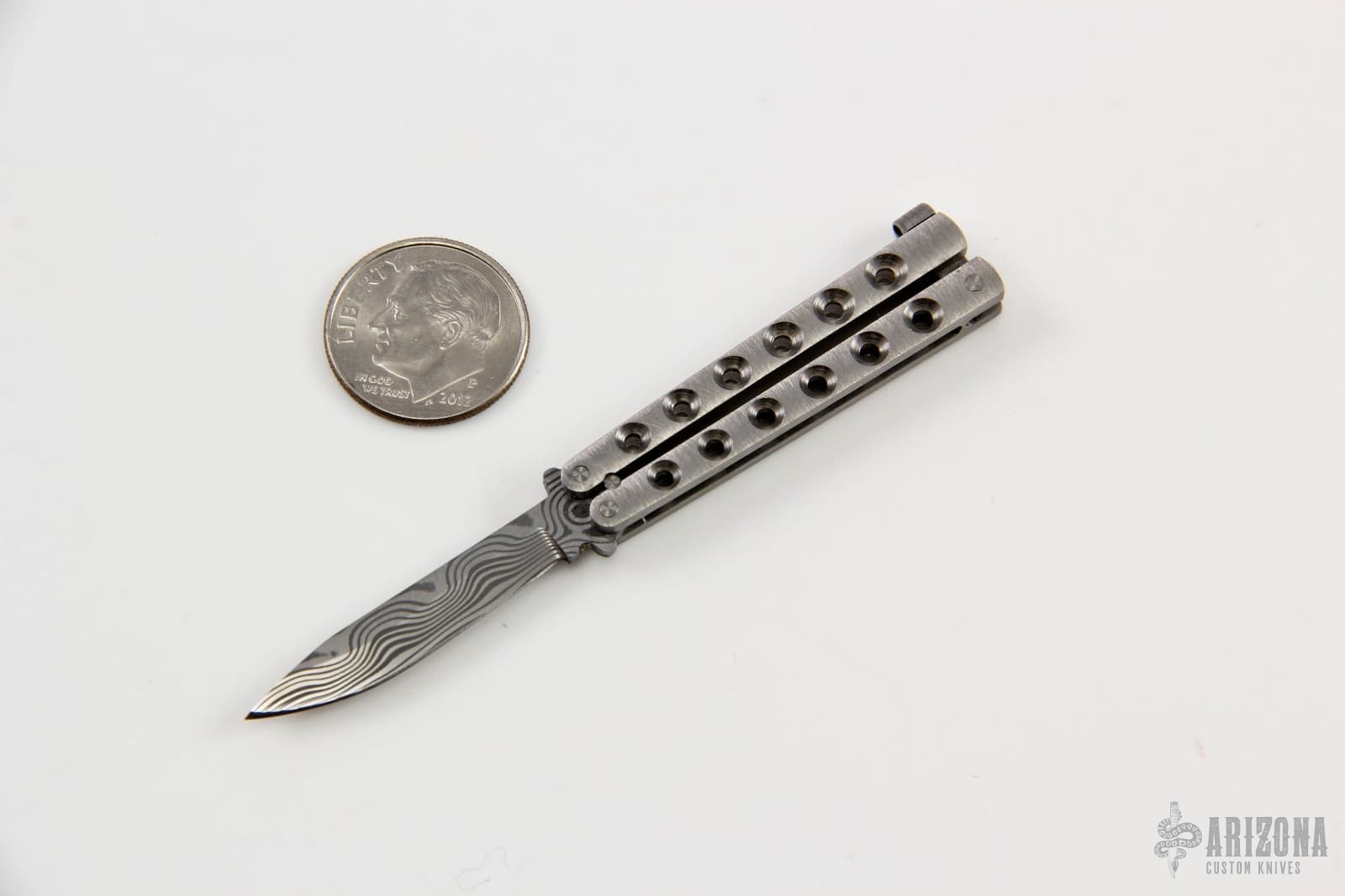 Miniature Balisong - Damasteel - Arizona Custom Knives